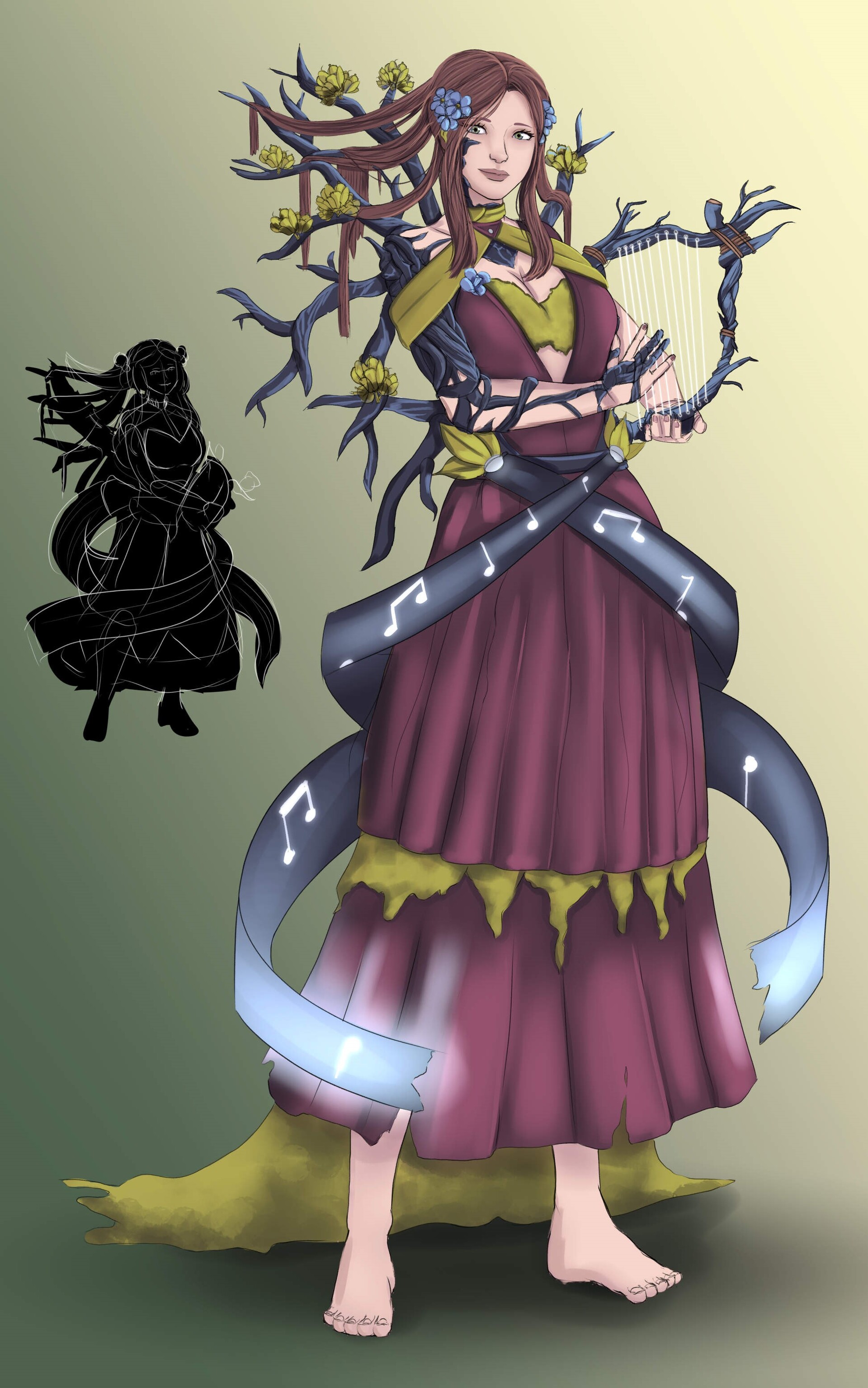 ArtStation - Dryad Harpist Character Sheet