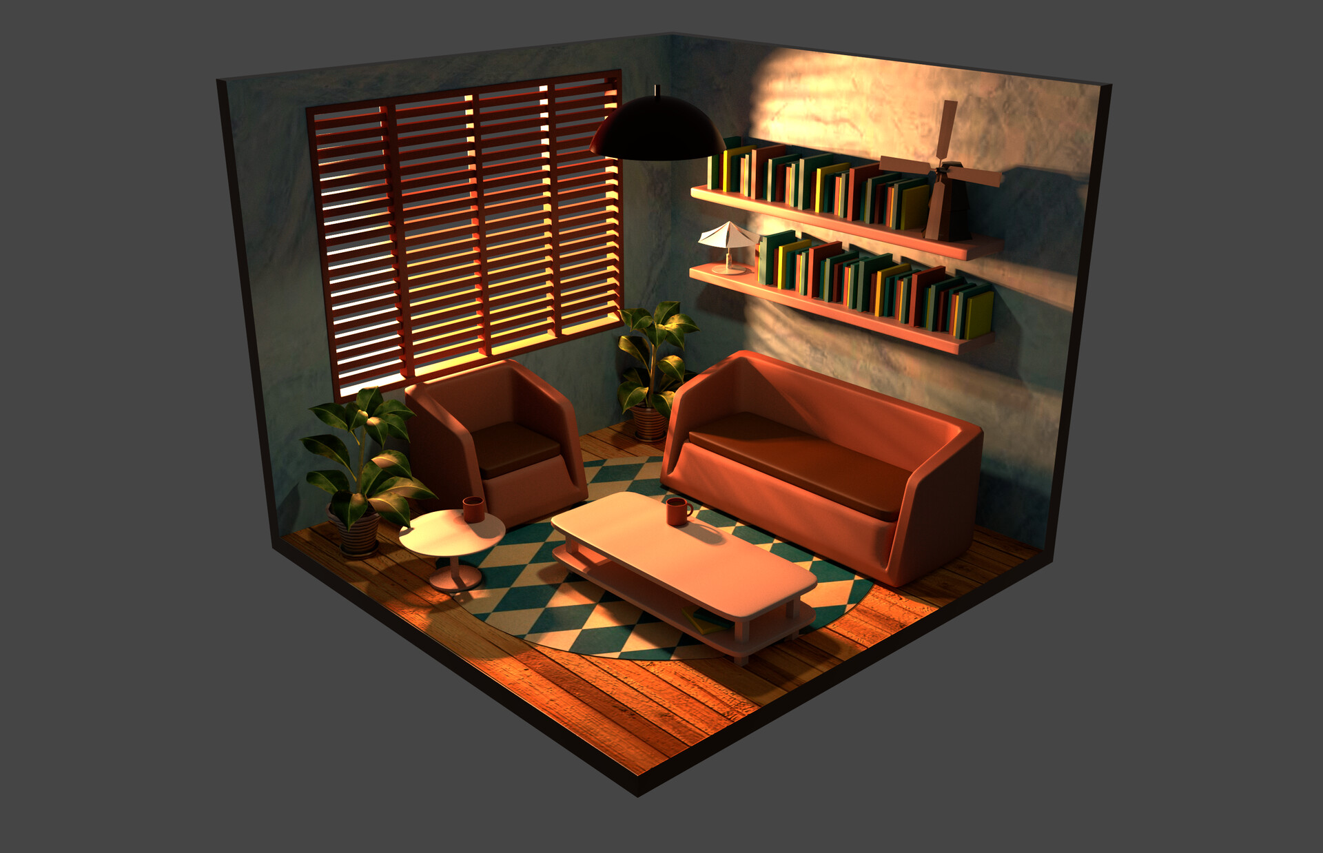 ArtStation - Mini Living Room Sunset