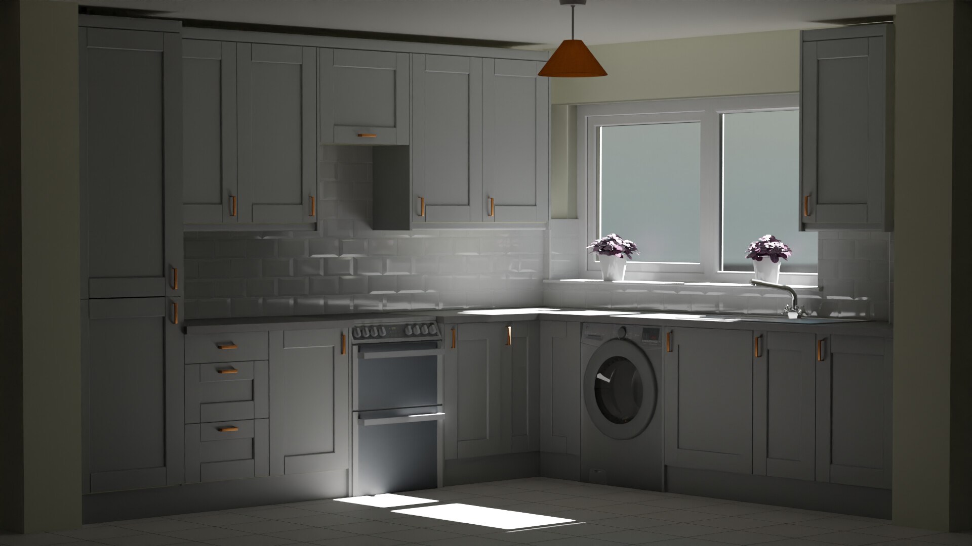 ArtStation - SMALL LIGHT GREY KITCHEN