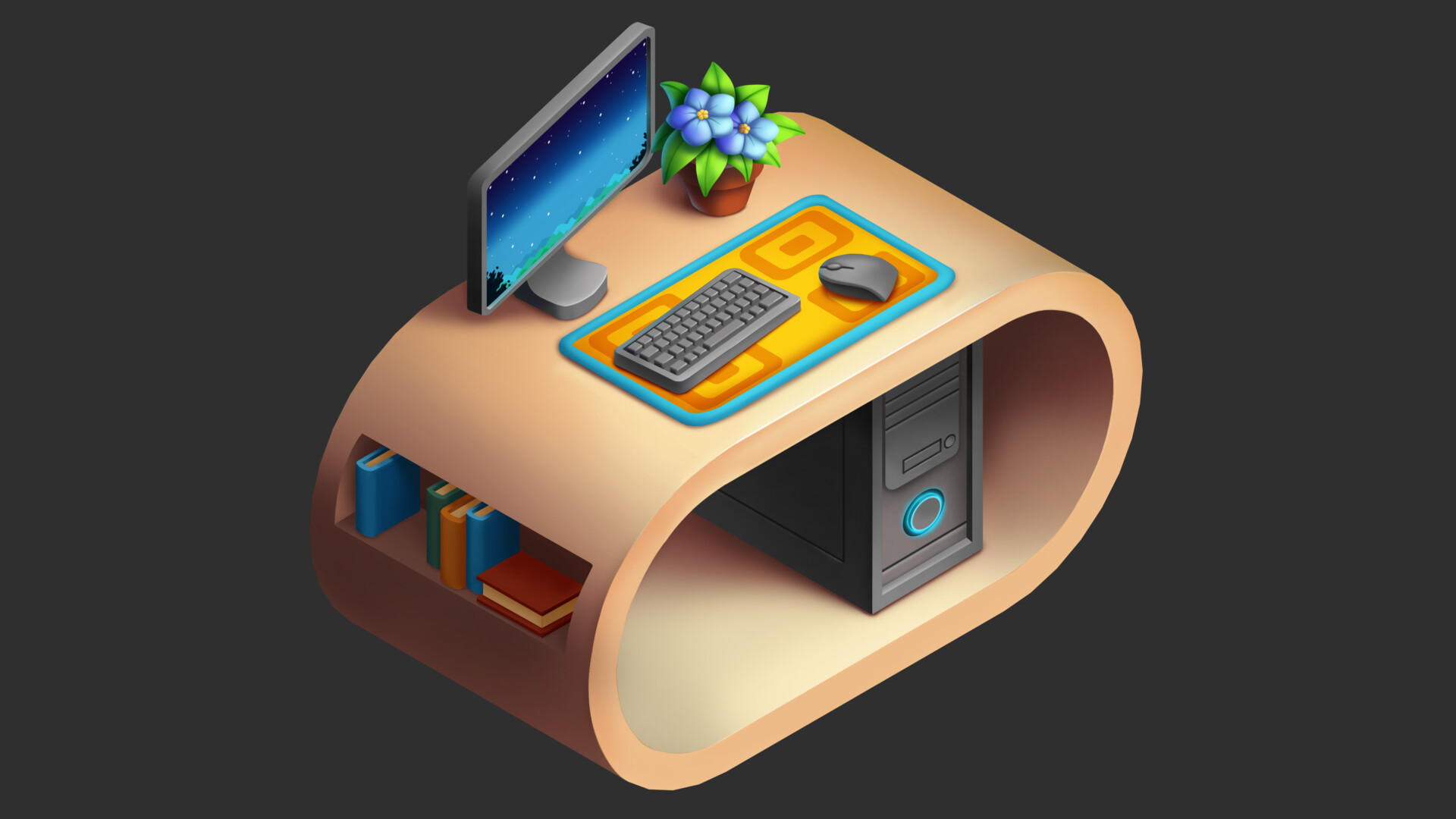 ArtStation - Isometric computer table