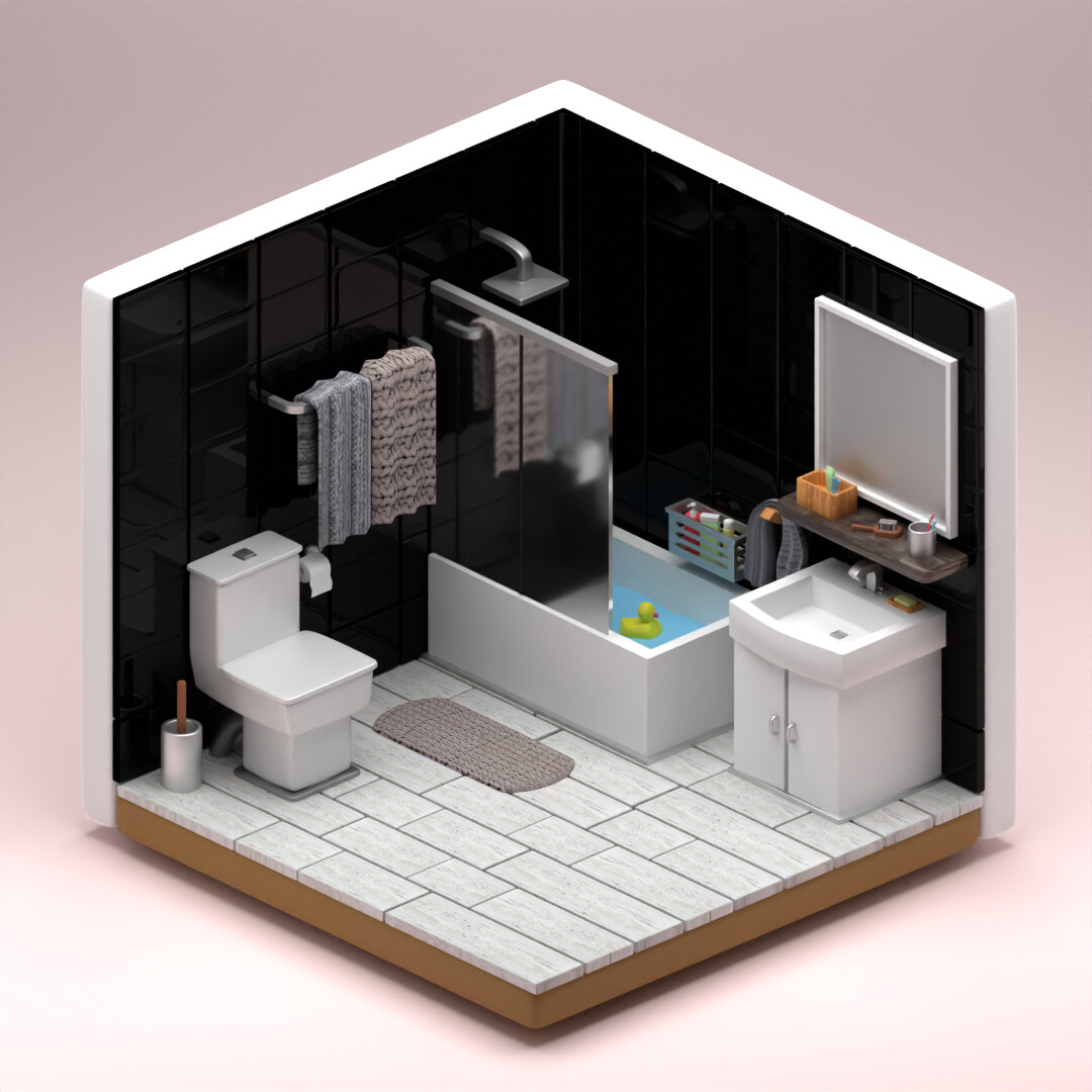 ArtStation - Isometric Room: Bathroom