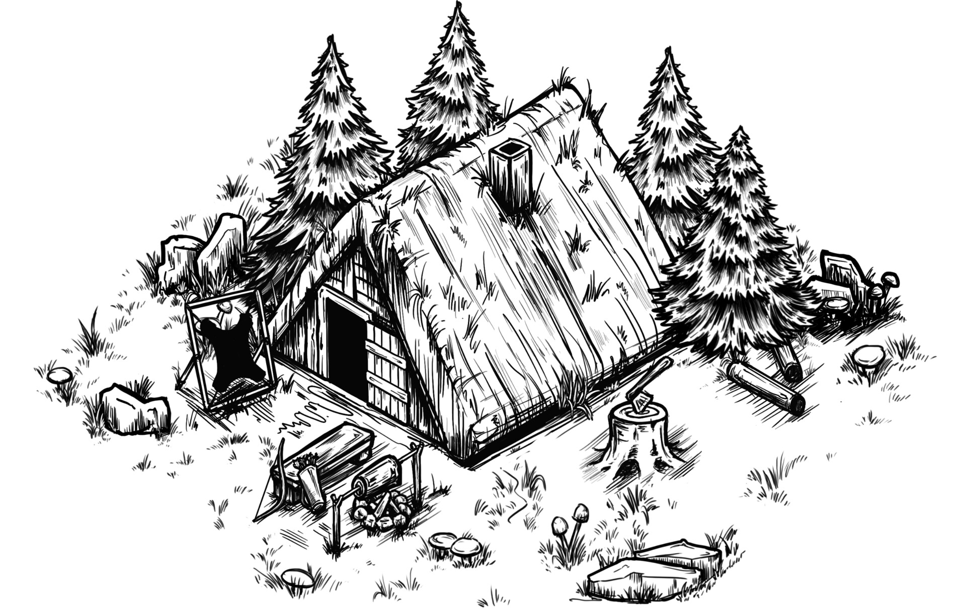 ArtStation - Isometric Viking Cabins