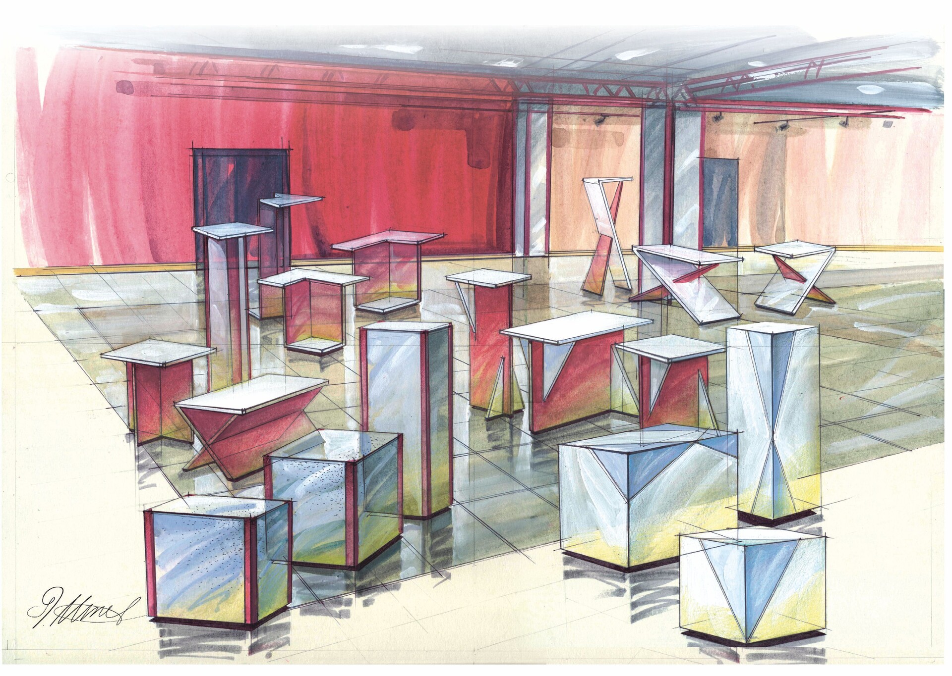 ArtStation - podiums for the "Аtrium" gallery