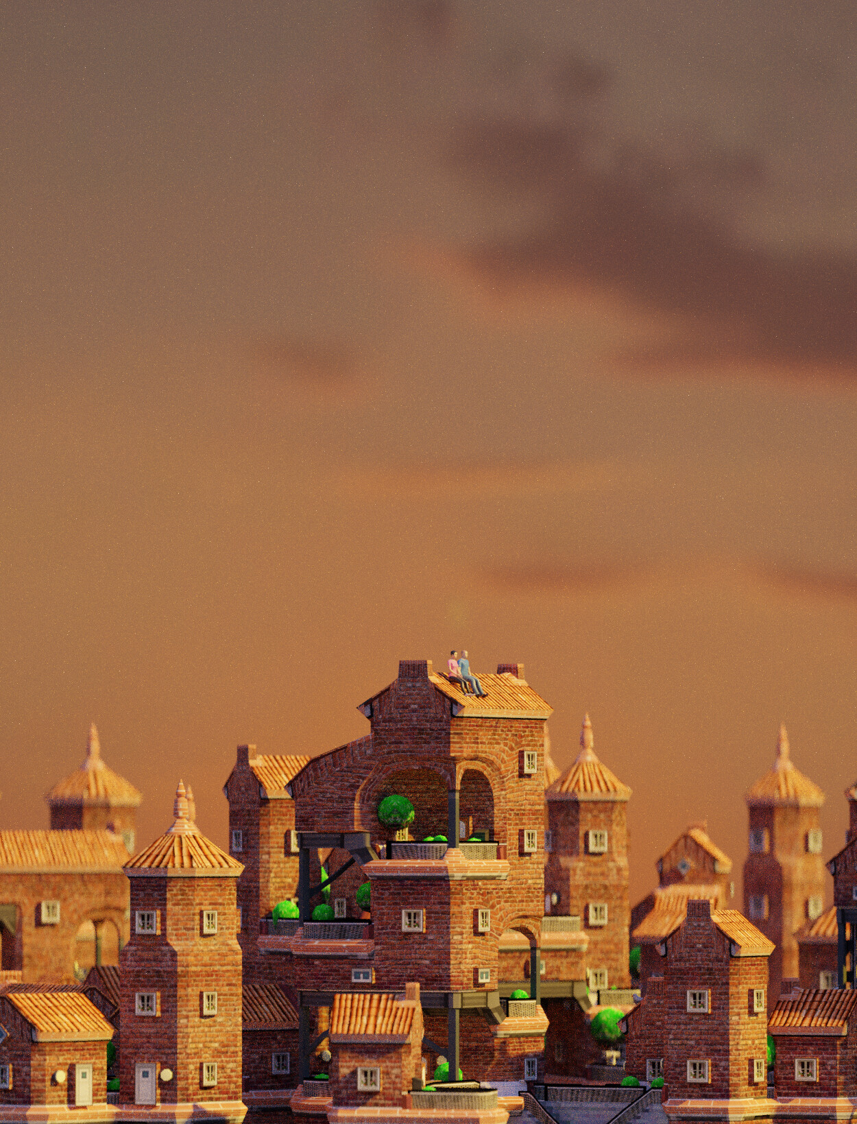 ArtStation - The town by dawn