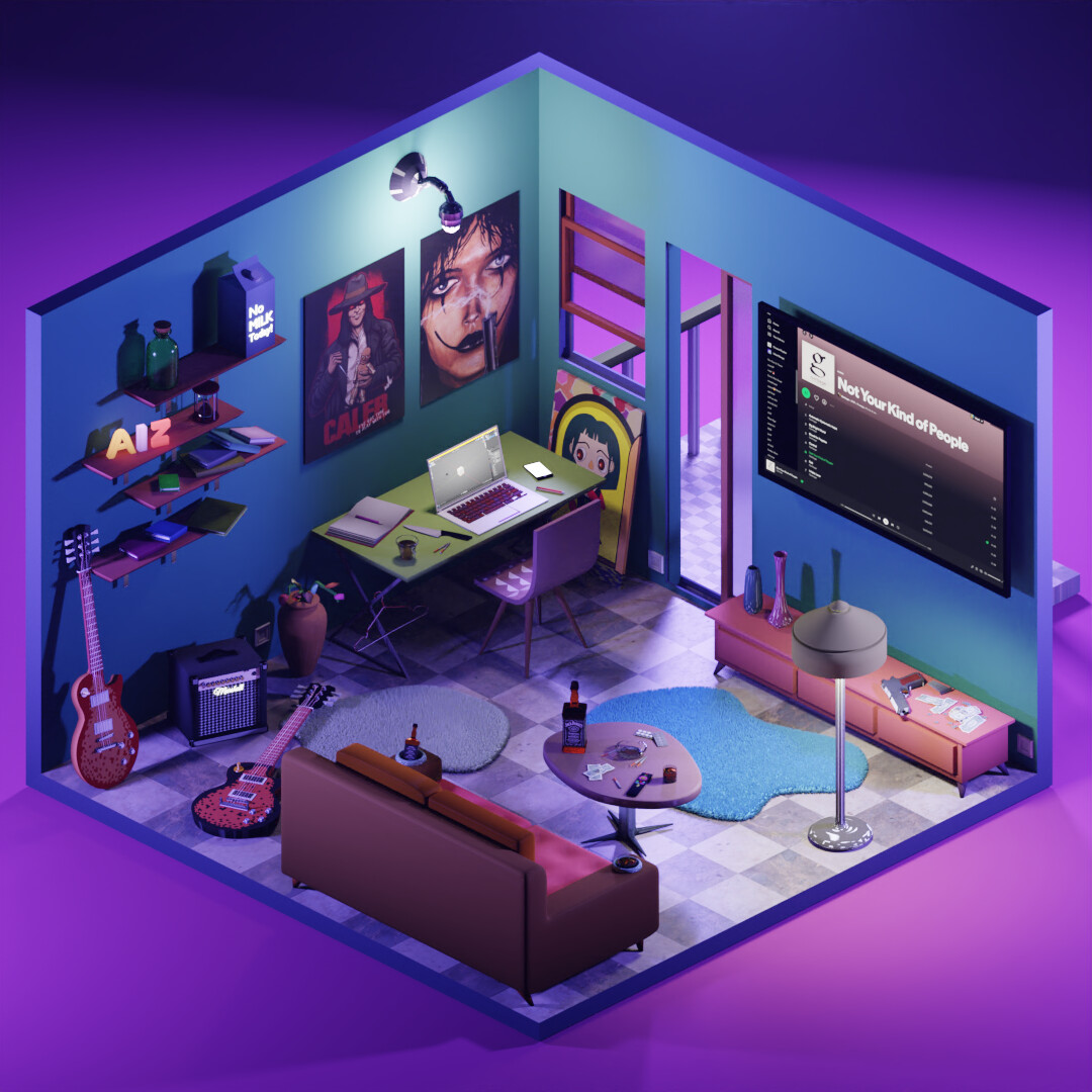 ArtStation - 3D isometric room
