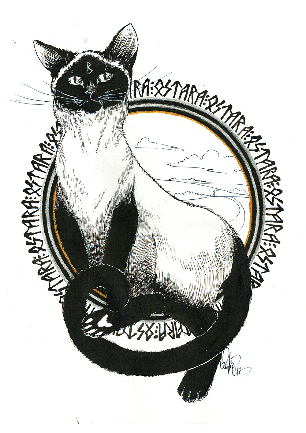 Кай Йара - Set of postcards "Runic cats"