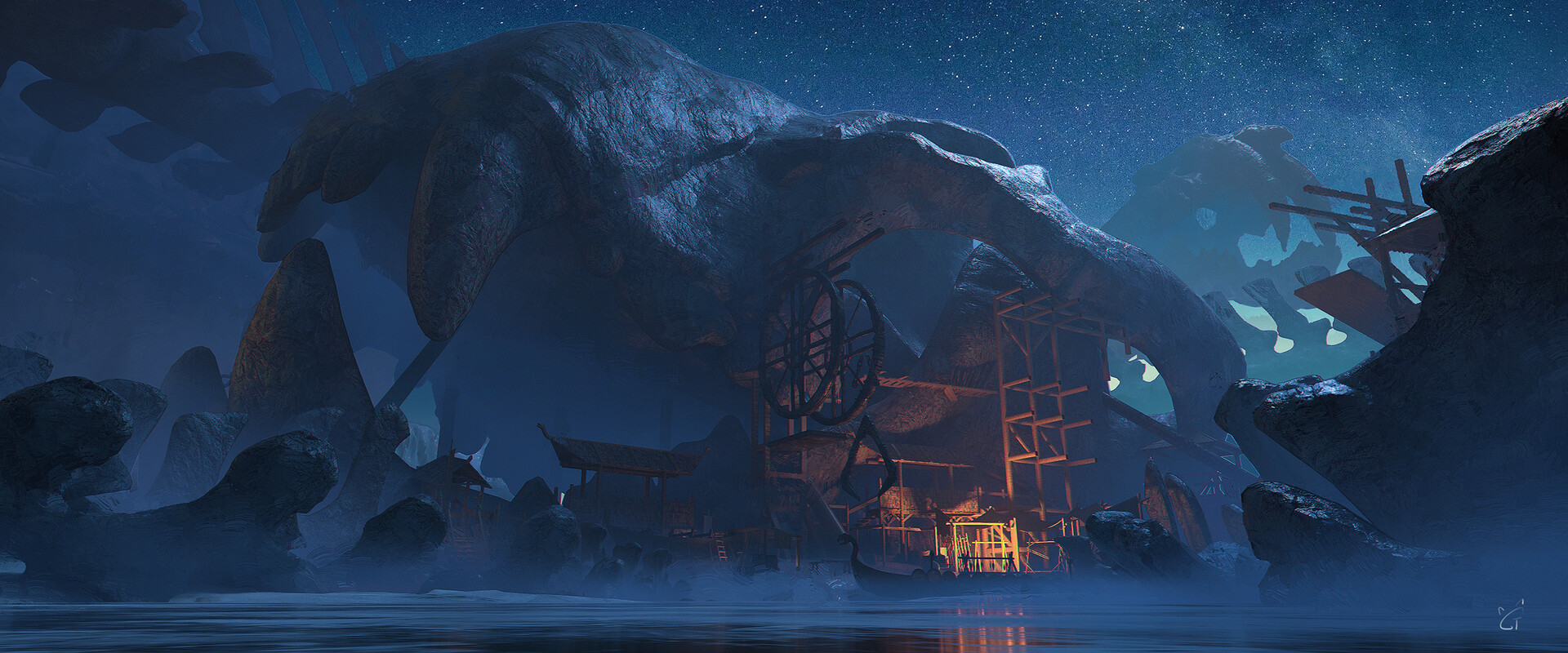 ArtStation - Night sky Viking bones and Polar aurora bone