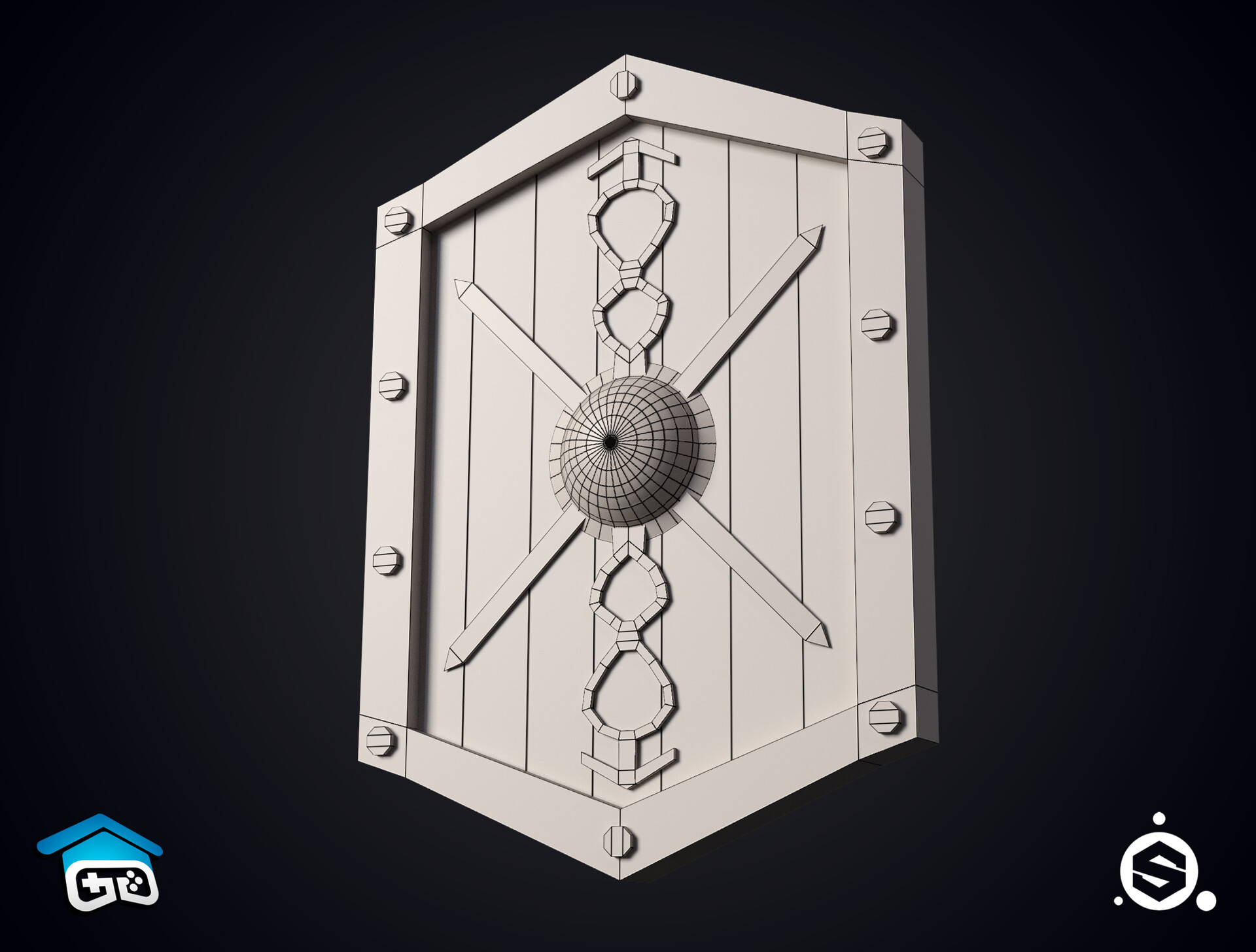 Homemade Game Art - Worn-out Medieval Shield - Game Ready