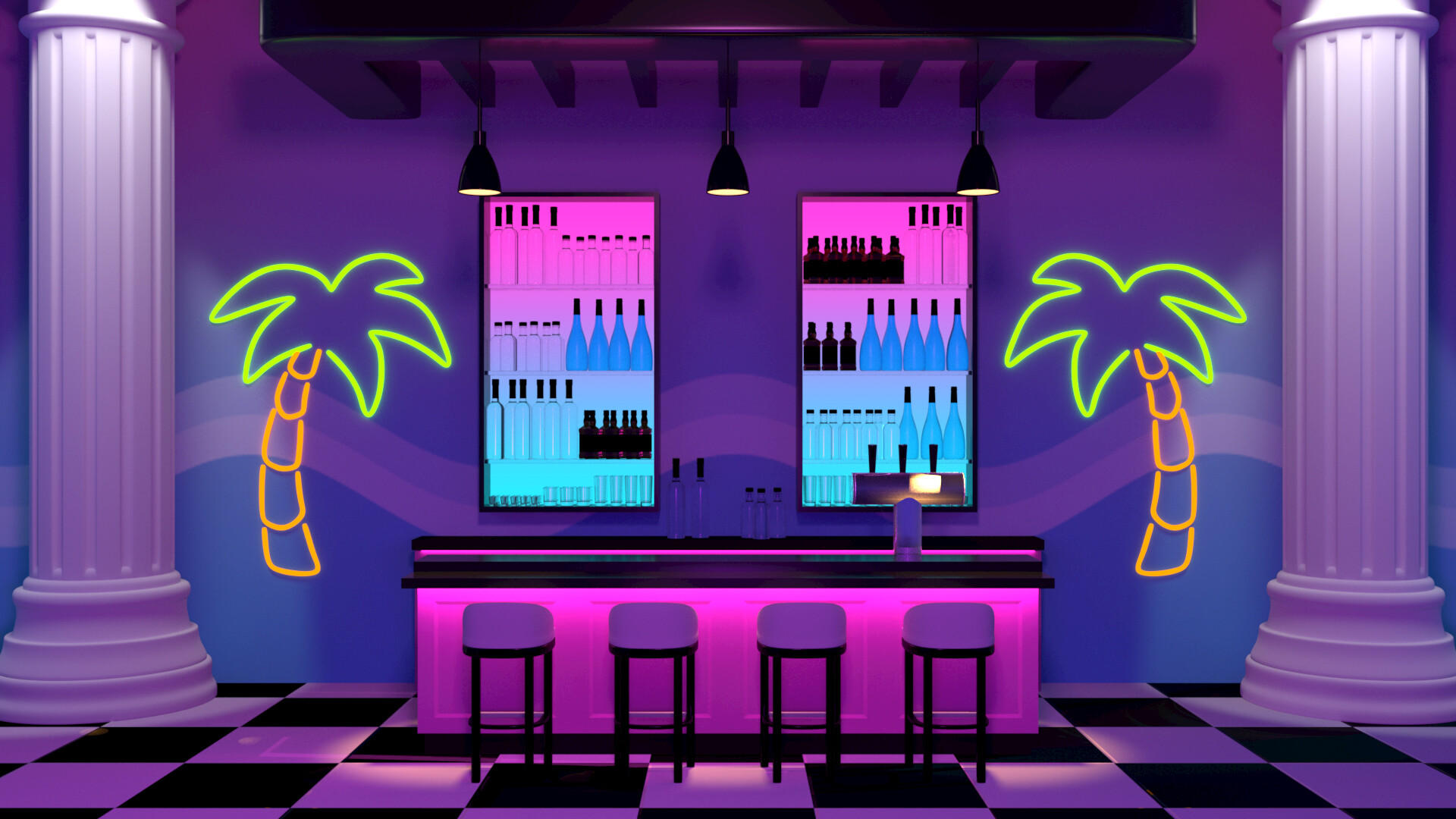 ArtStation - Vaporwave Bar