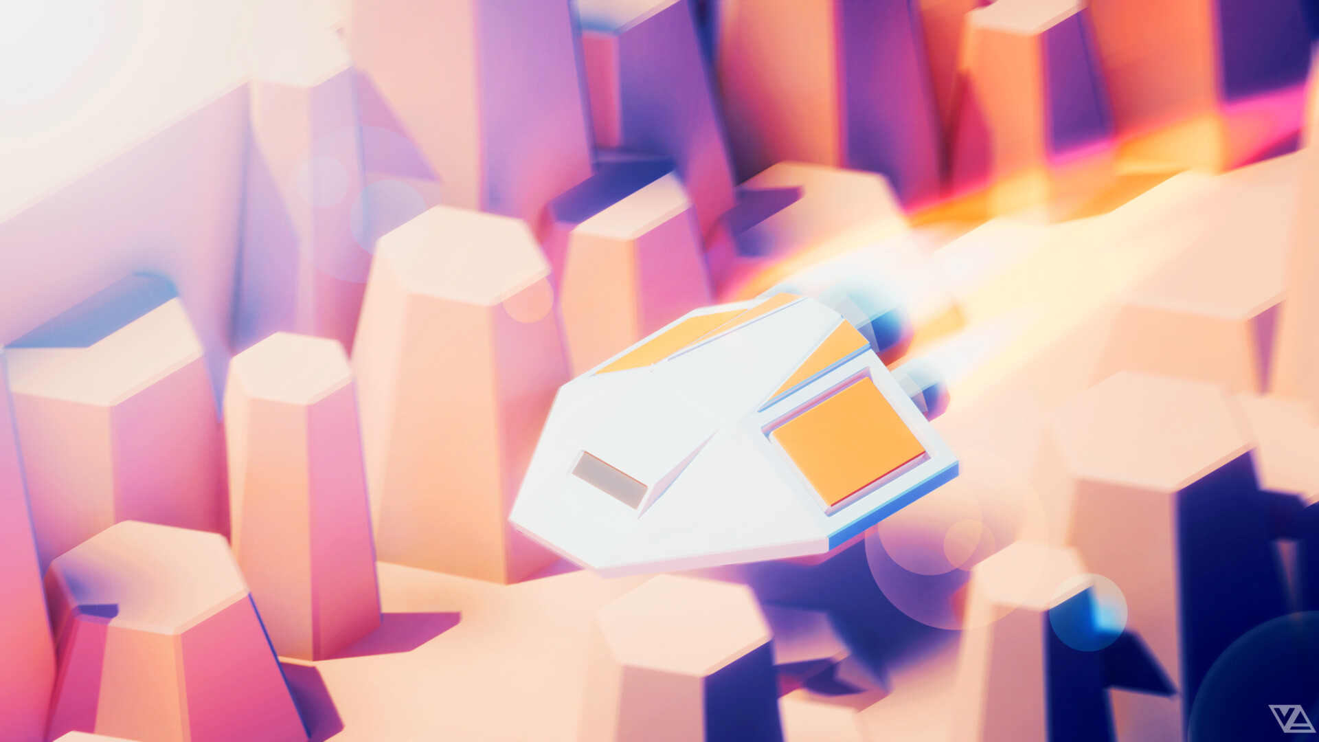 ArtStation - Low Poly Spacecraft In Canyon - Photoshop Blender Digital Art