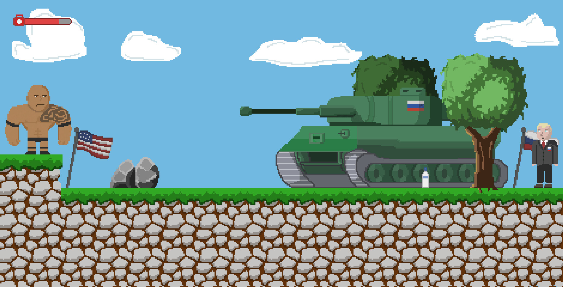 ArtStation - Putin vs The Rock Pixel Art