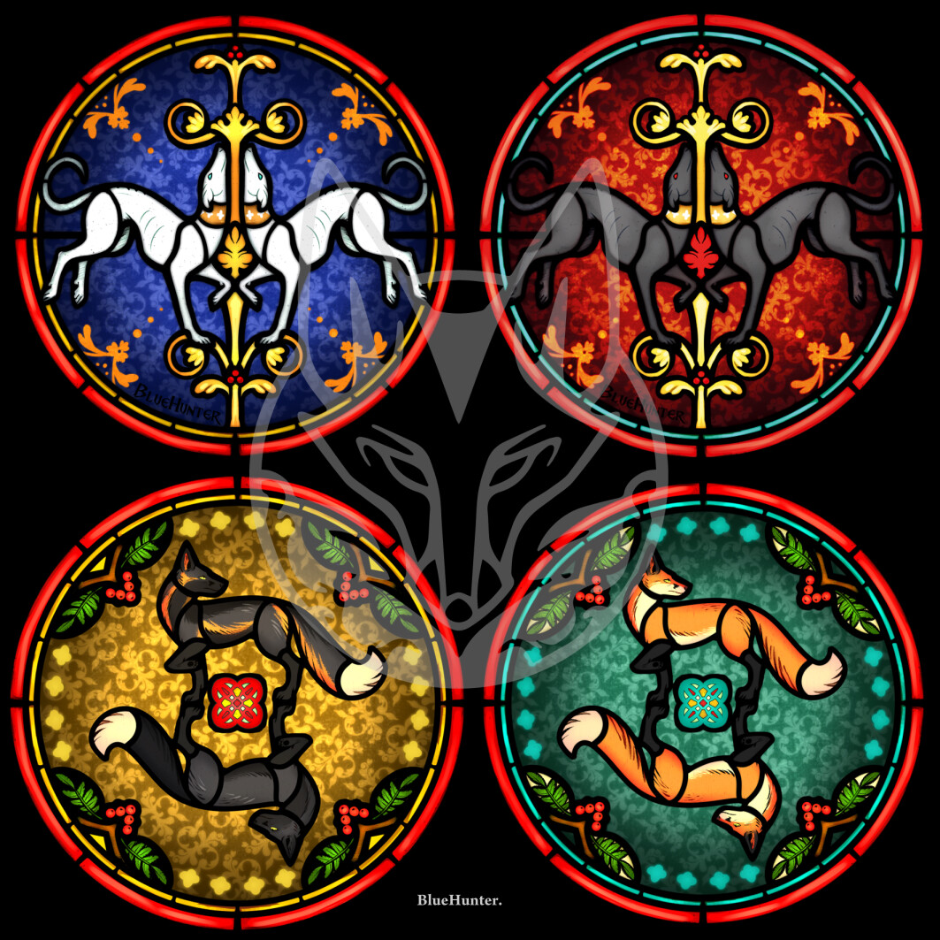 Blue Hunter - Digital stained glass - Animals of Sainte-Chapelle