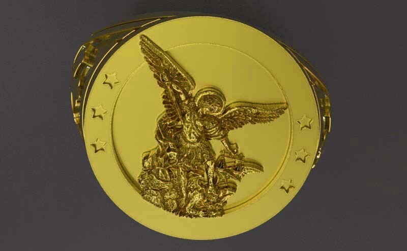 ArtStation - Archangel Saint Michael ring in gold with cross