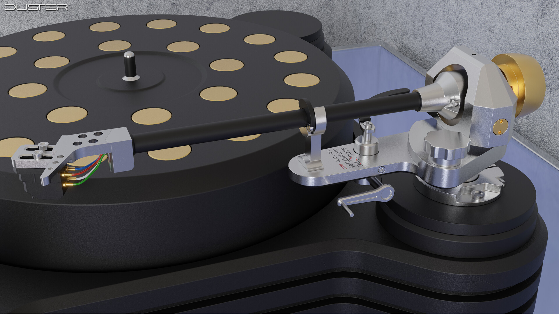 Duster - A turntable / gramophone / vinyl record player - Blender 3D model