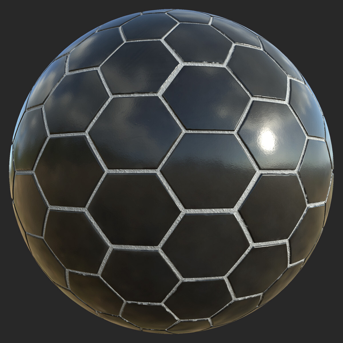TextureCan - Hexagonal Black Ceramic Tiles (FREE PBR Texture)