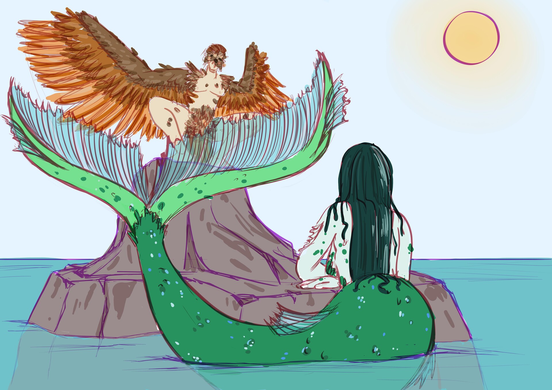 ArtStation - Harpy and Mermaid Idea - March 2021