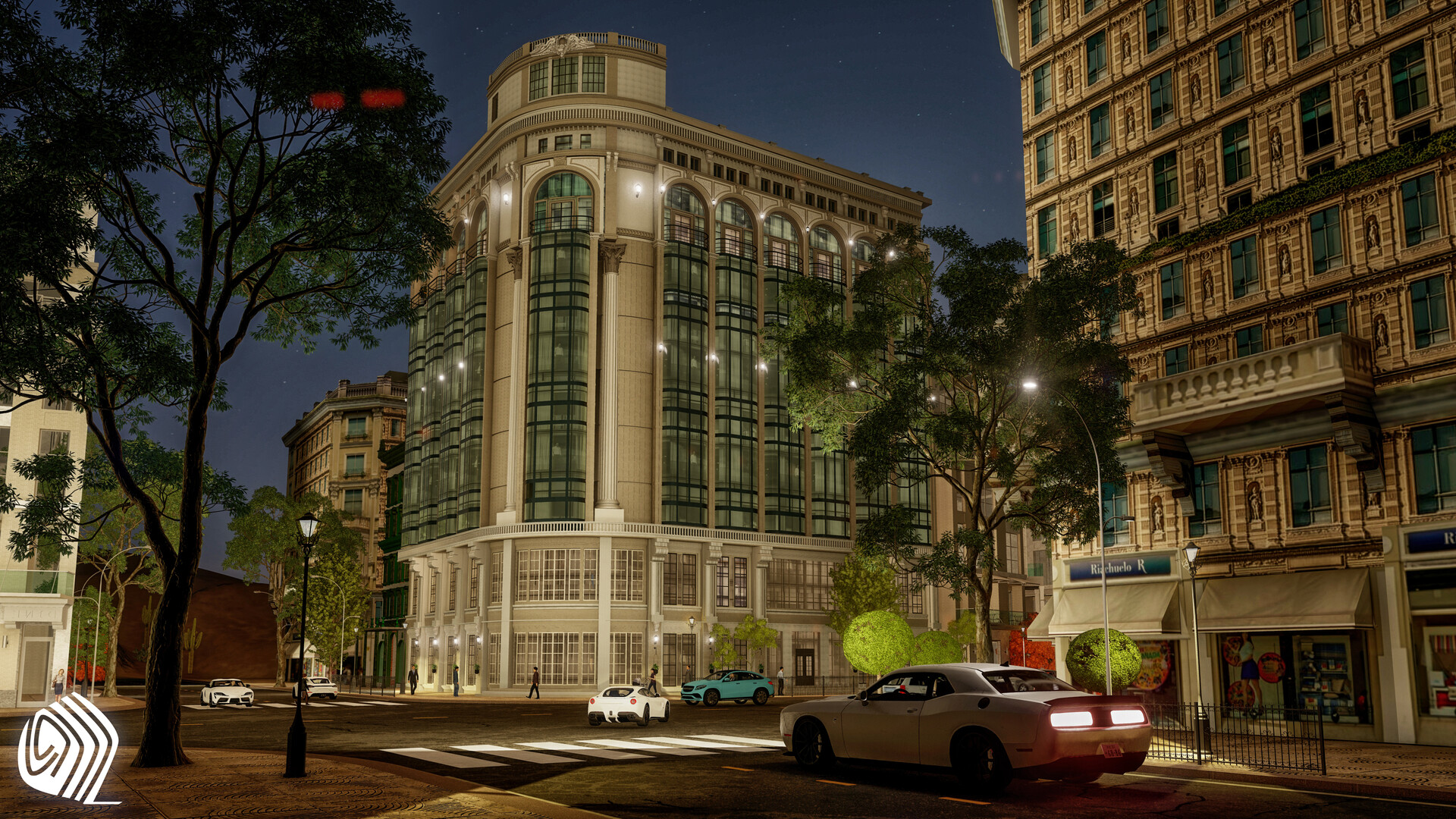 ArtStation - Neoclassic Design hotel - Night shot