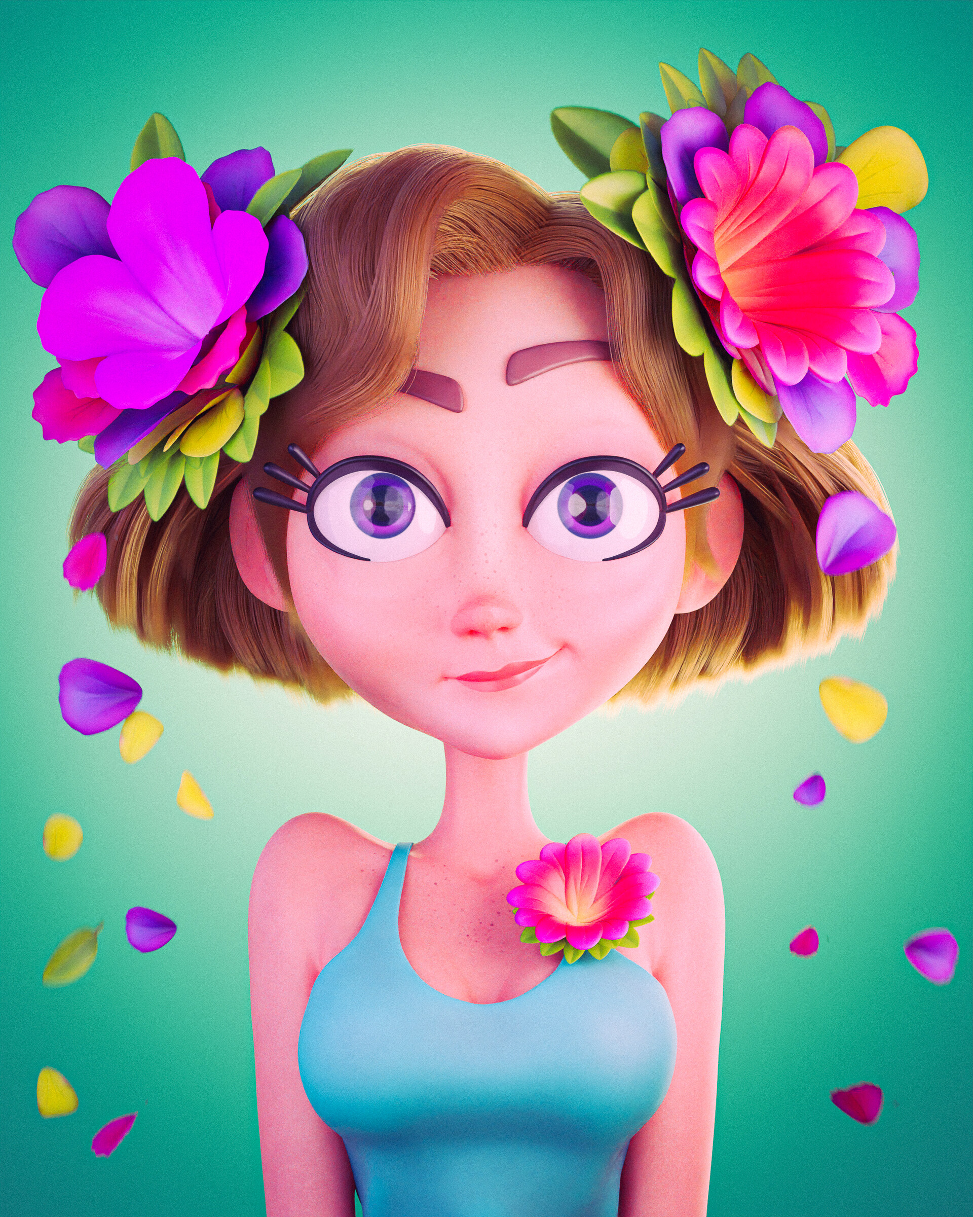 ArtStation - Flora - Stylized Female 3D Character Bust