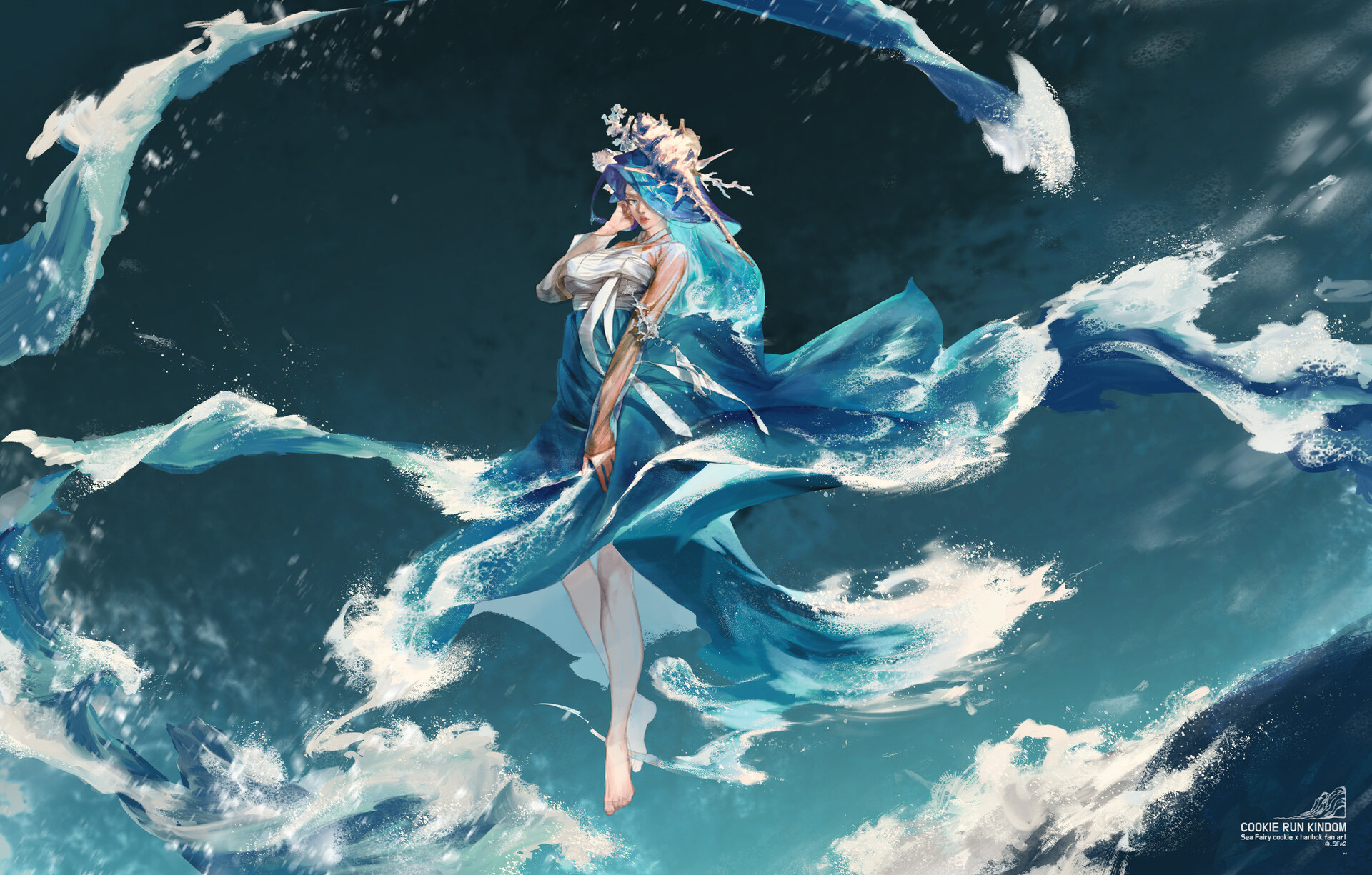 ArtStation - 쿠킹덤 바다요정 x 한복 팬아트