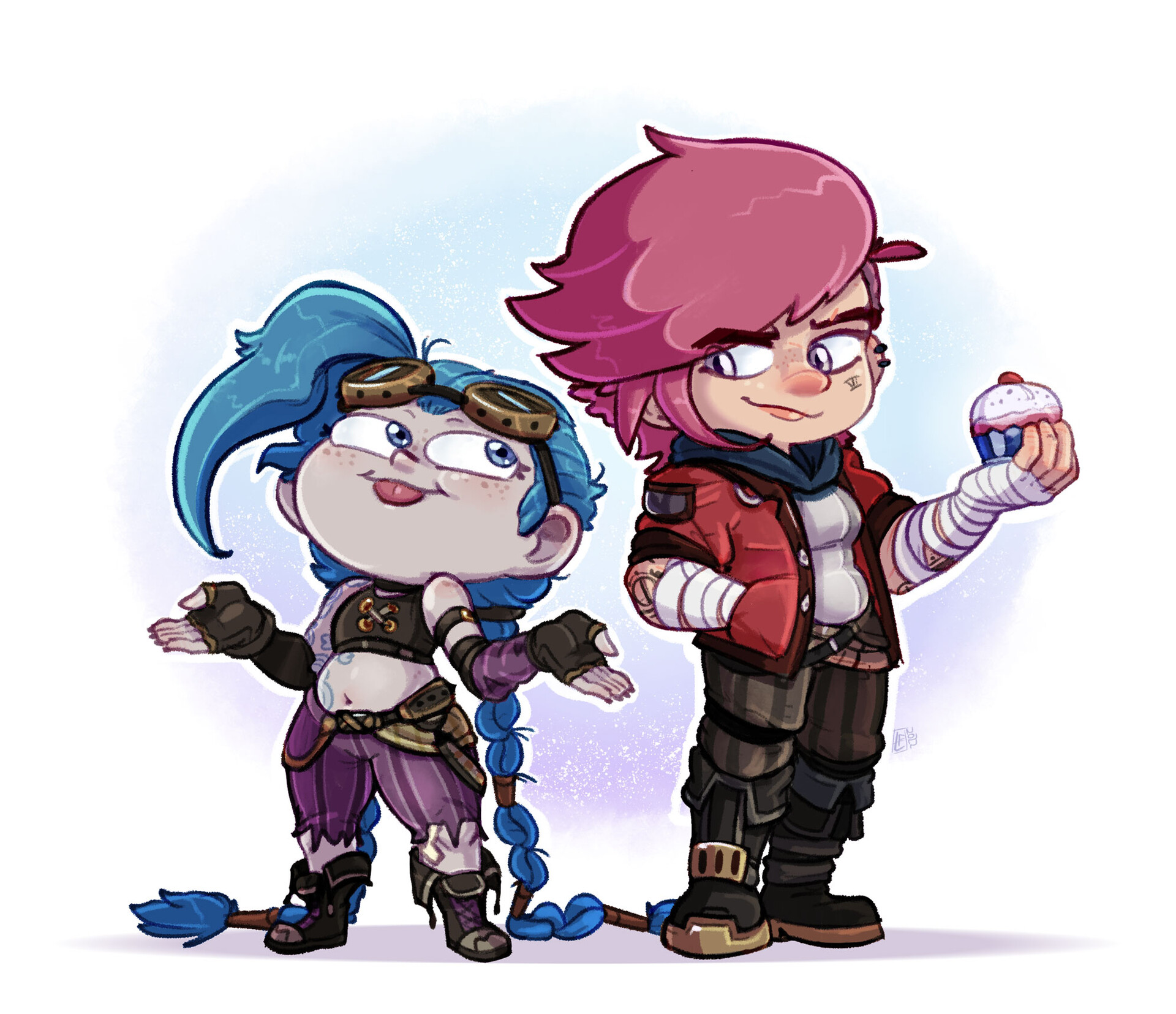 ArtStation - Arcane : Chibi Jinx, Vi and Cupcake