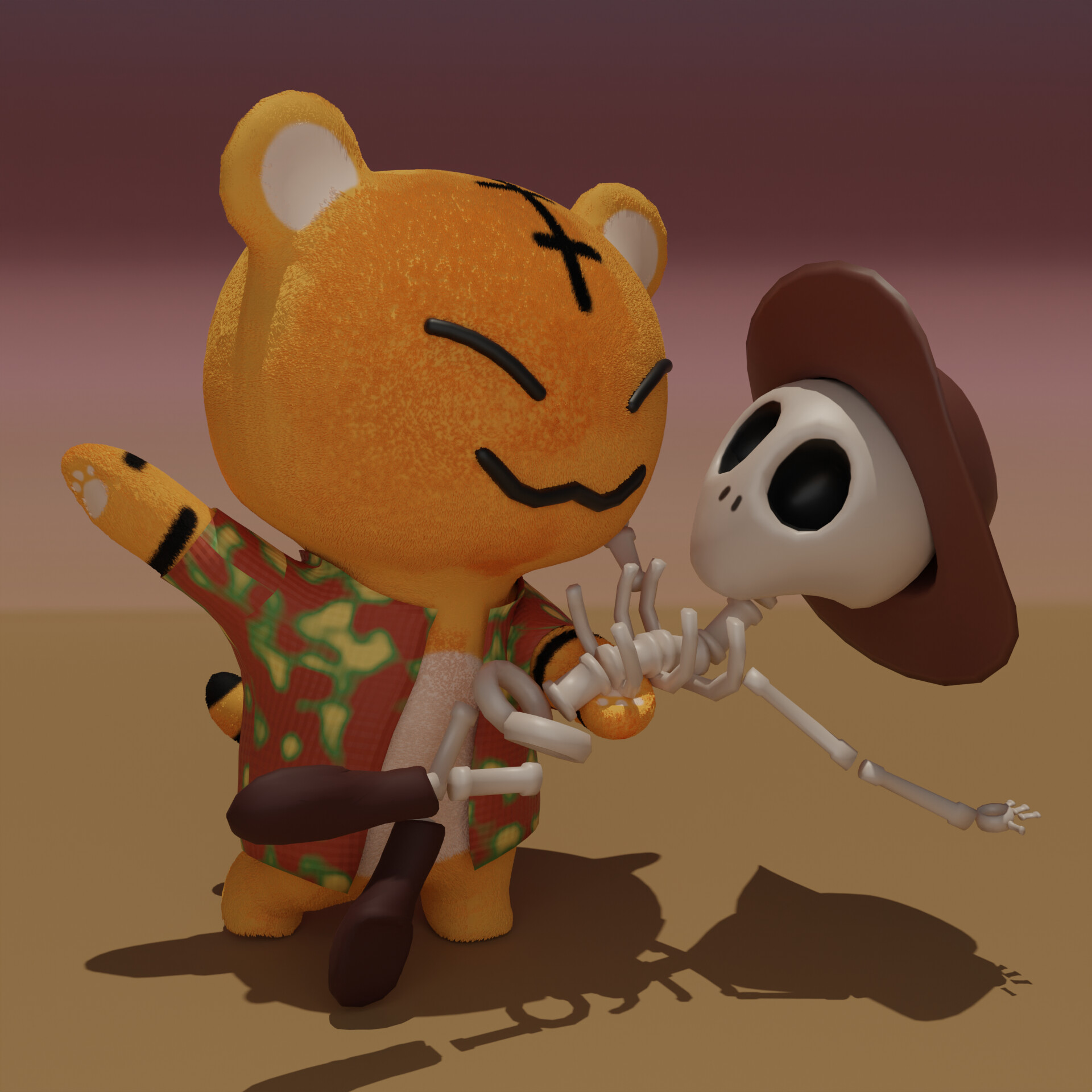 ArtStation - Tiger and skeleton DANCE
