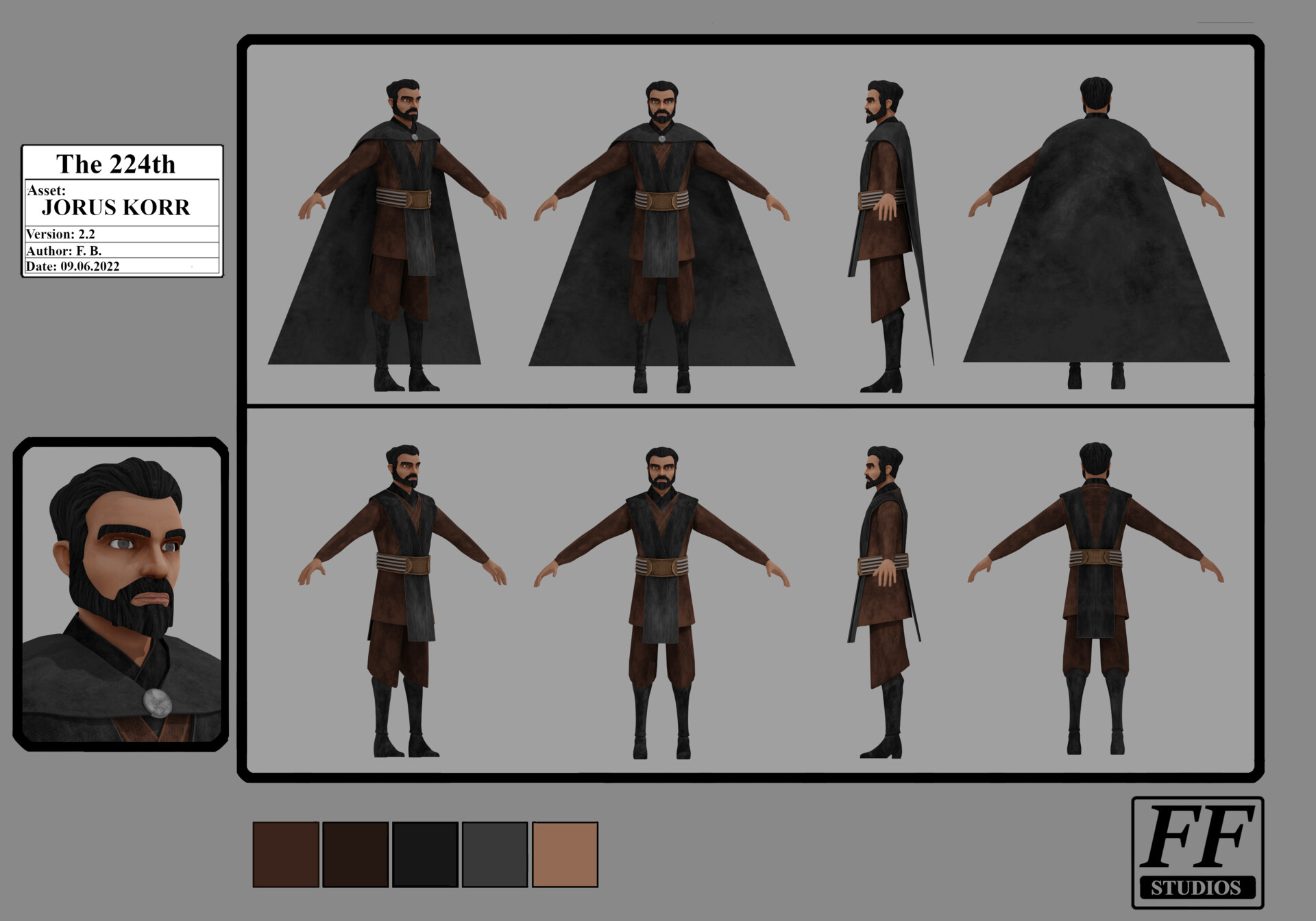 FF Studios - Jedi General Jorus Korr (OC) 3D Model and Textures