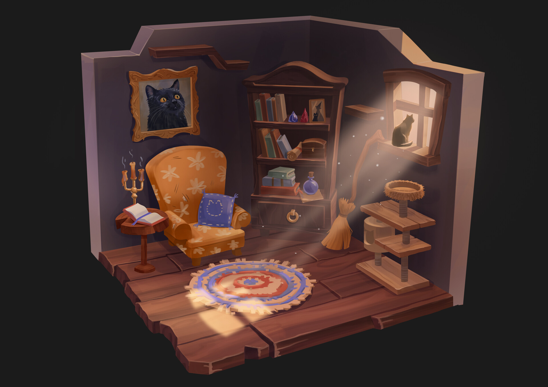 ArtStation - Cat lover magic room