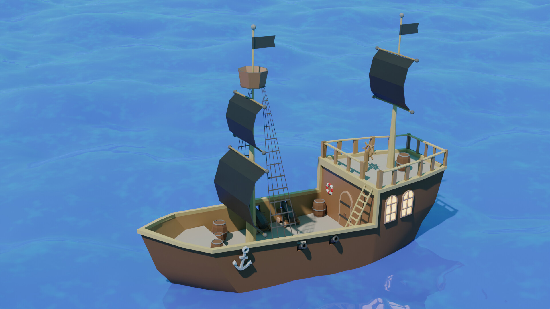 ArtStation - Low Poly Pirate Ship