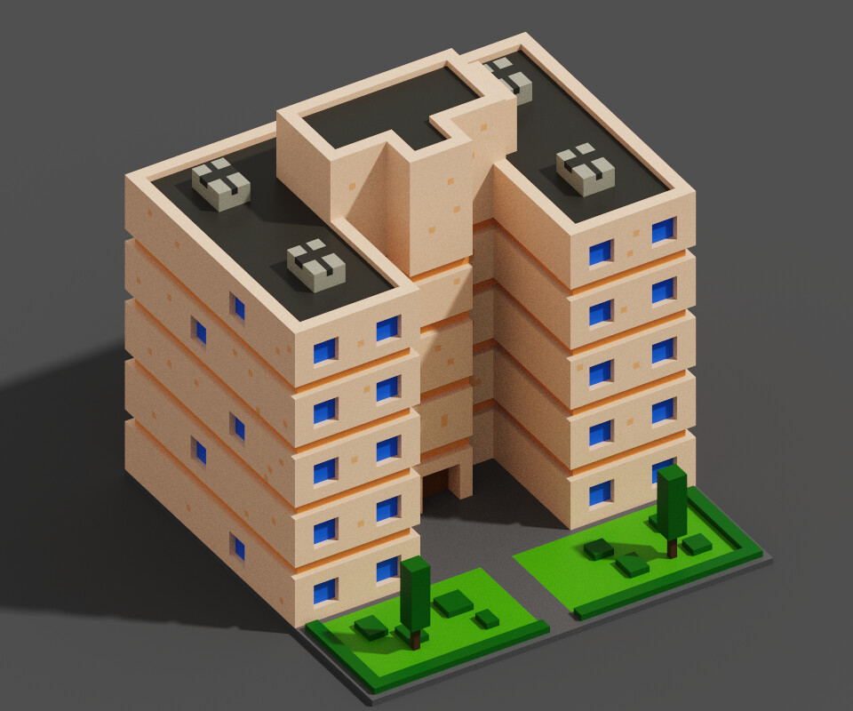 ArtStation - voxel city building