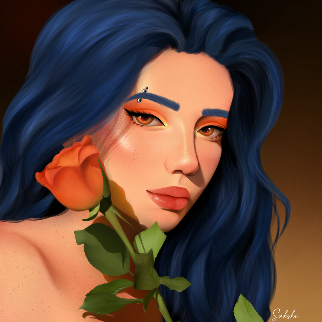ArtStation - Girl with rose