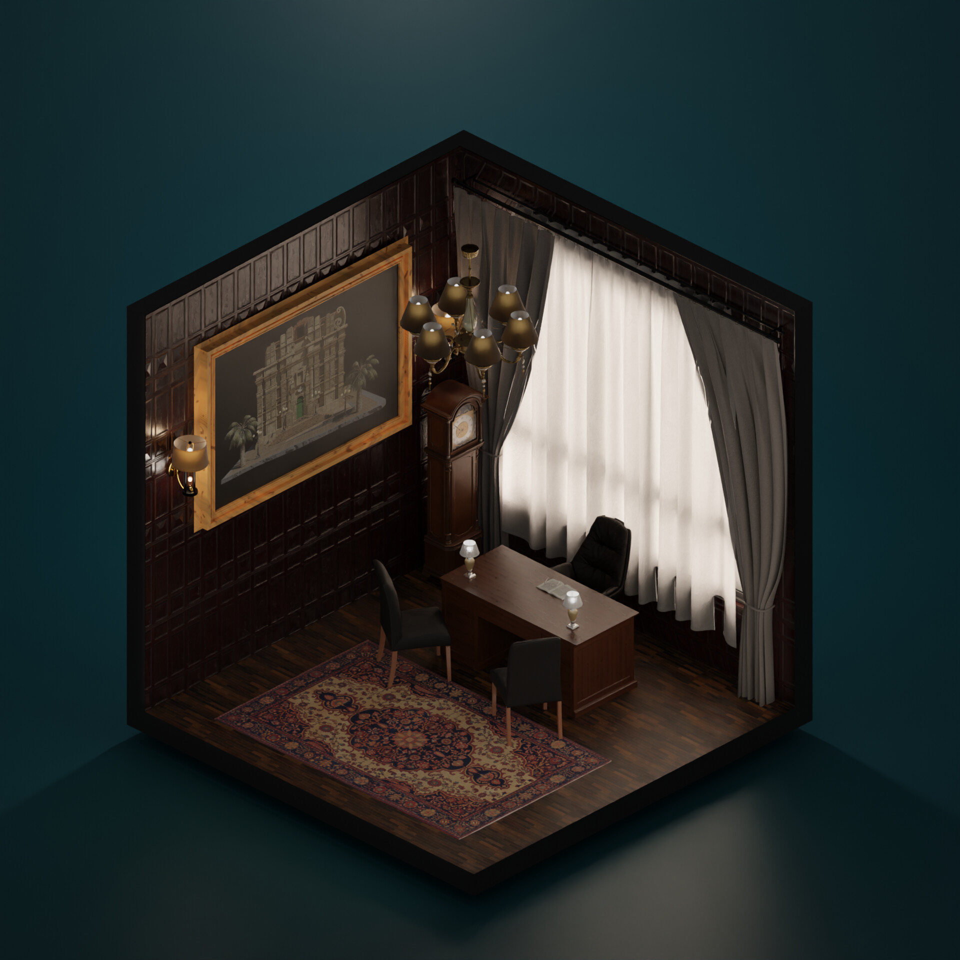 ArtStation - Godfather Room - Diorama