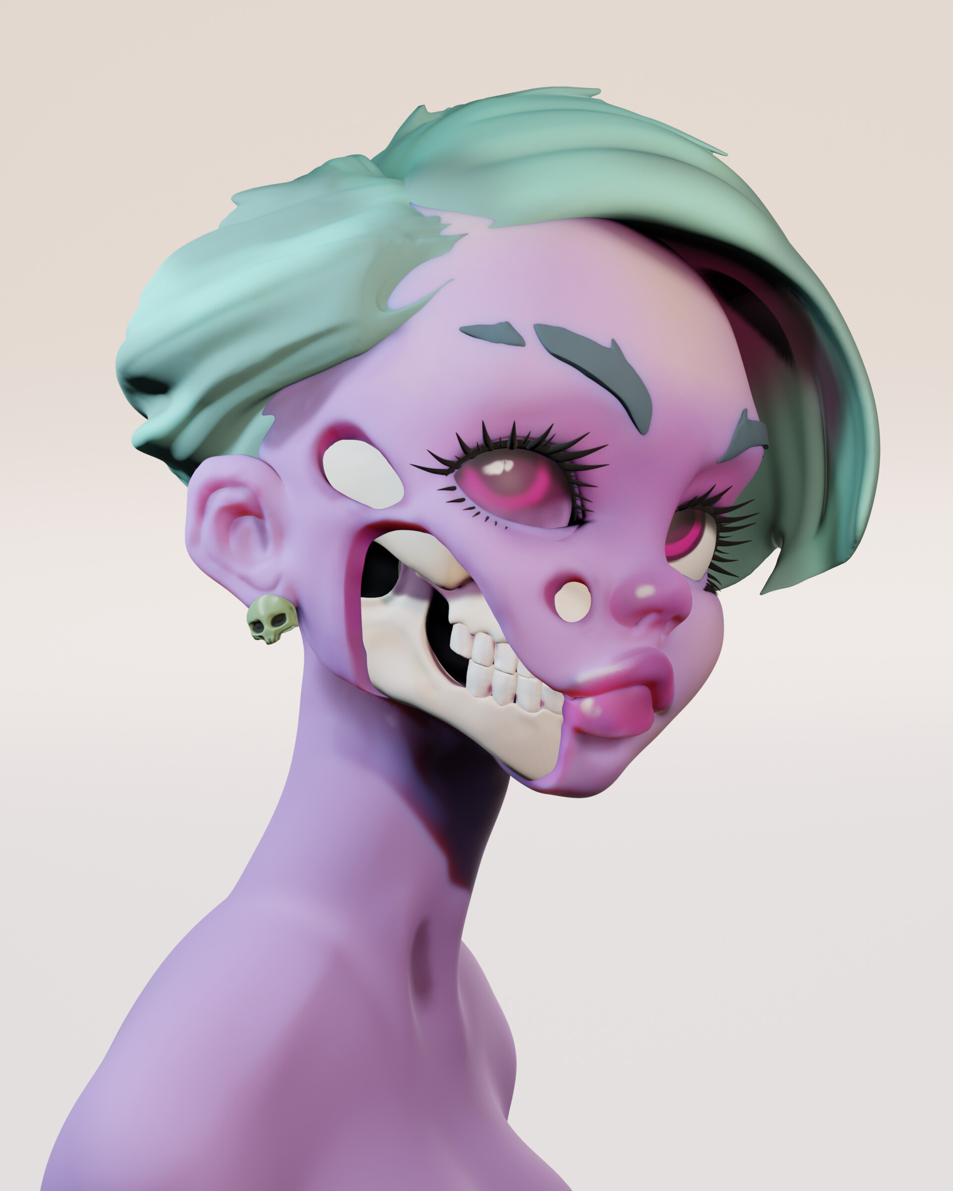 ArtStation - Zombie girl turned into 3D (original art by Eva Baloon)
