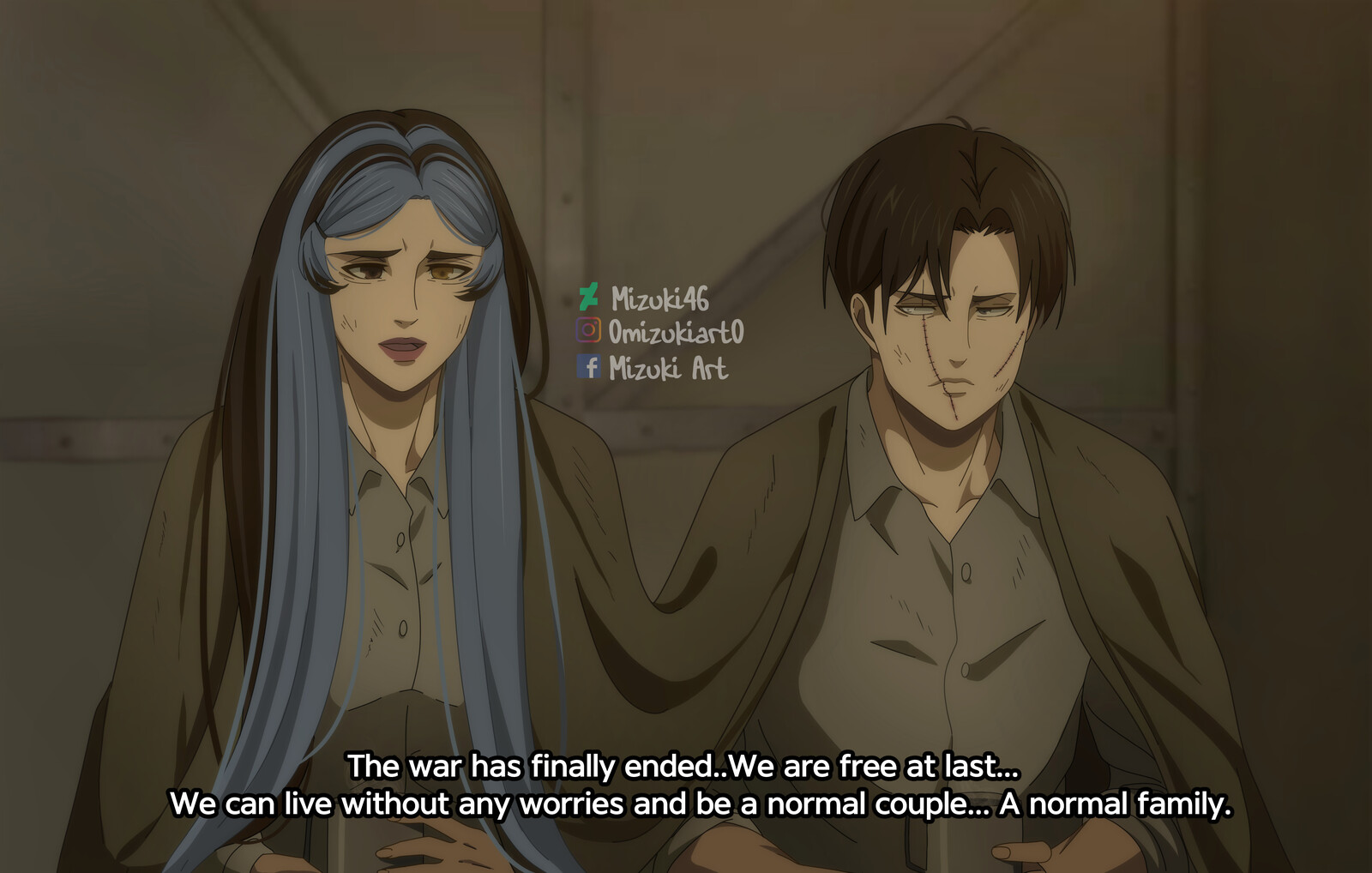 MizukiArt - Attack on titan Levi Ackerman and Maria Ackerman oc insert