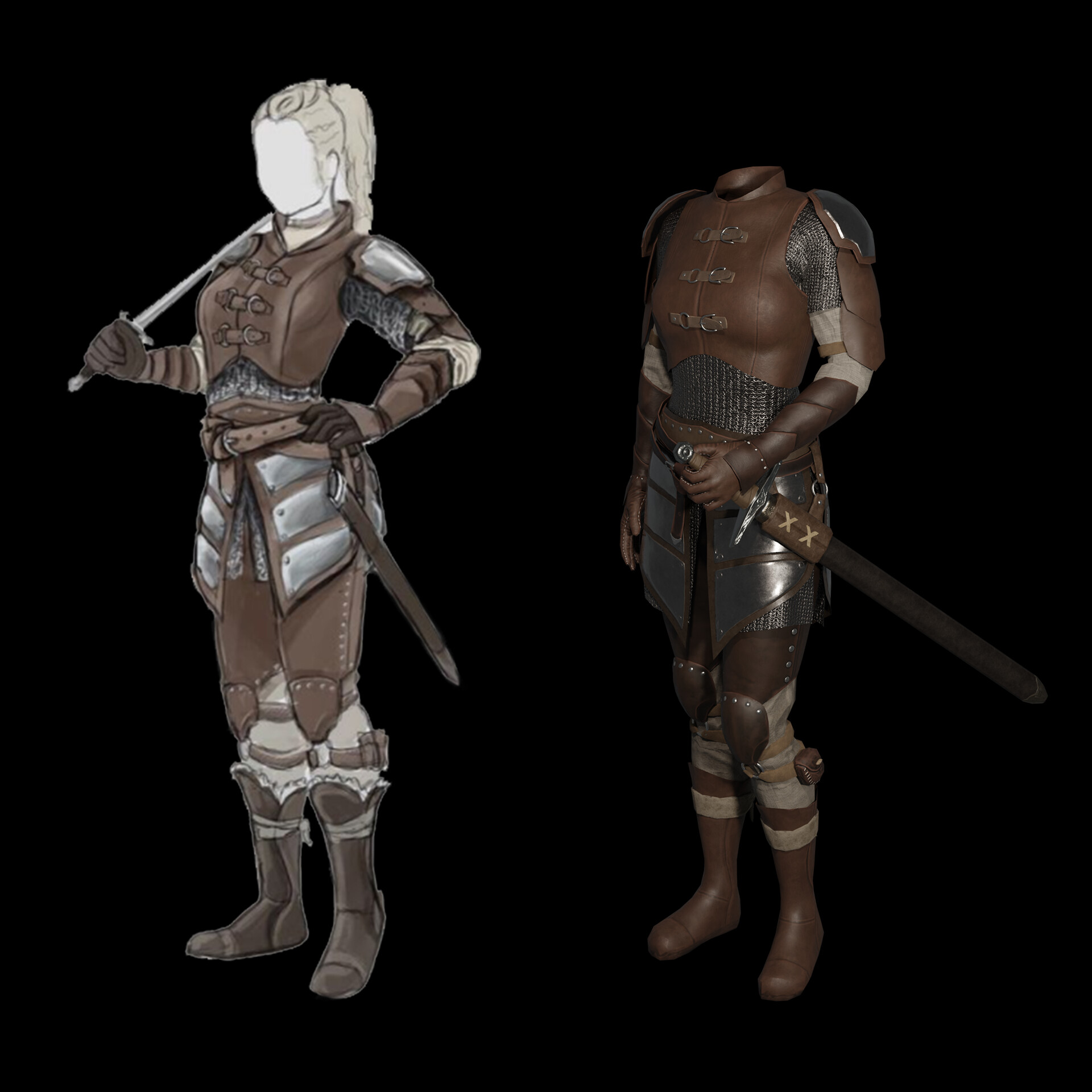 female armor drawing reference