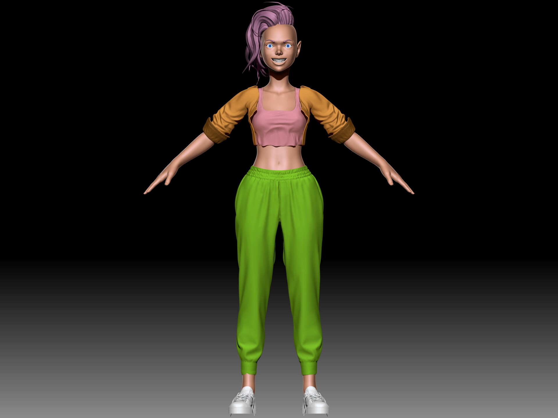 ArtStation - Base mesh of my elf girl - Temporarily colored