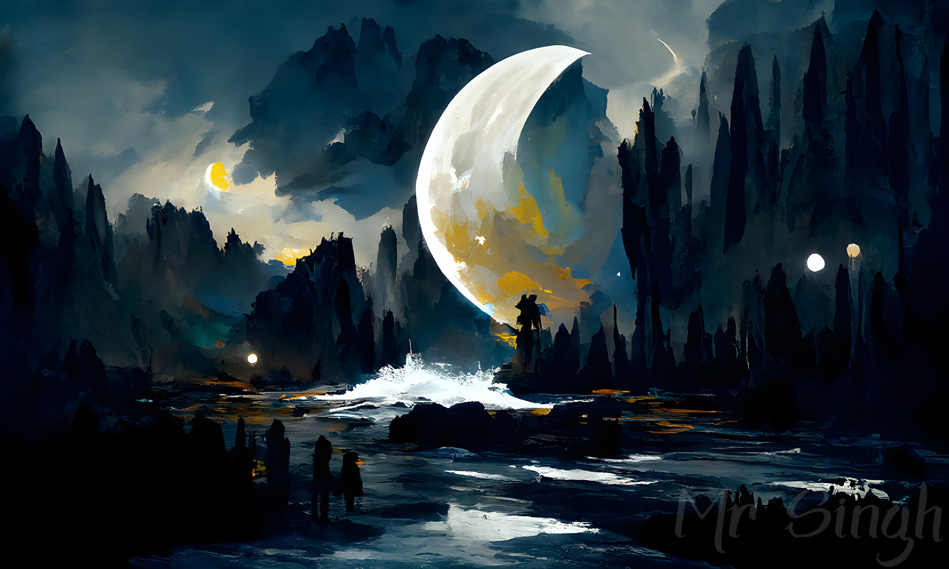 ArtStation - Moonlight Canvas painting