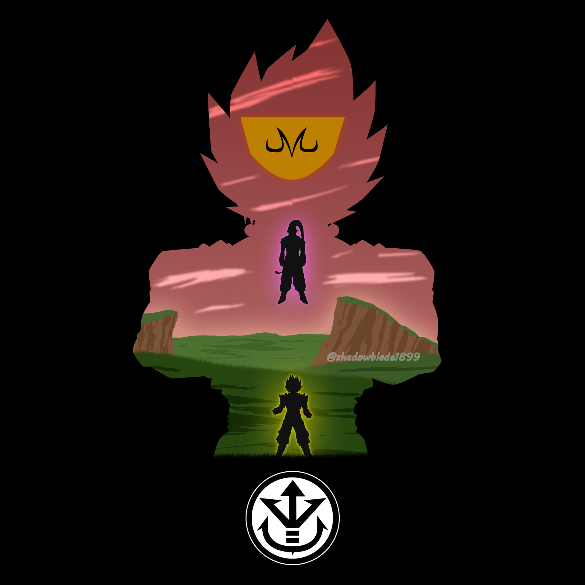 ArtStation - Minimalistic artwork of Buu VS Vegito from Dragon Ball Z