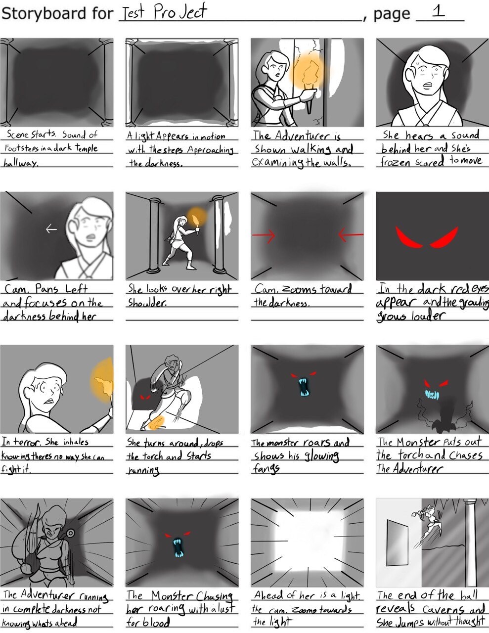 ArtStation - Monster Chase Scene Storyboard