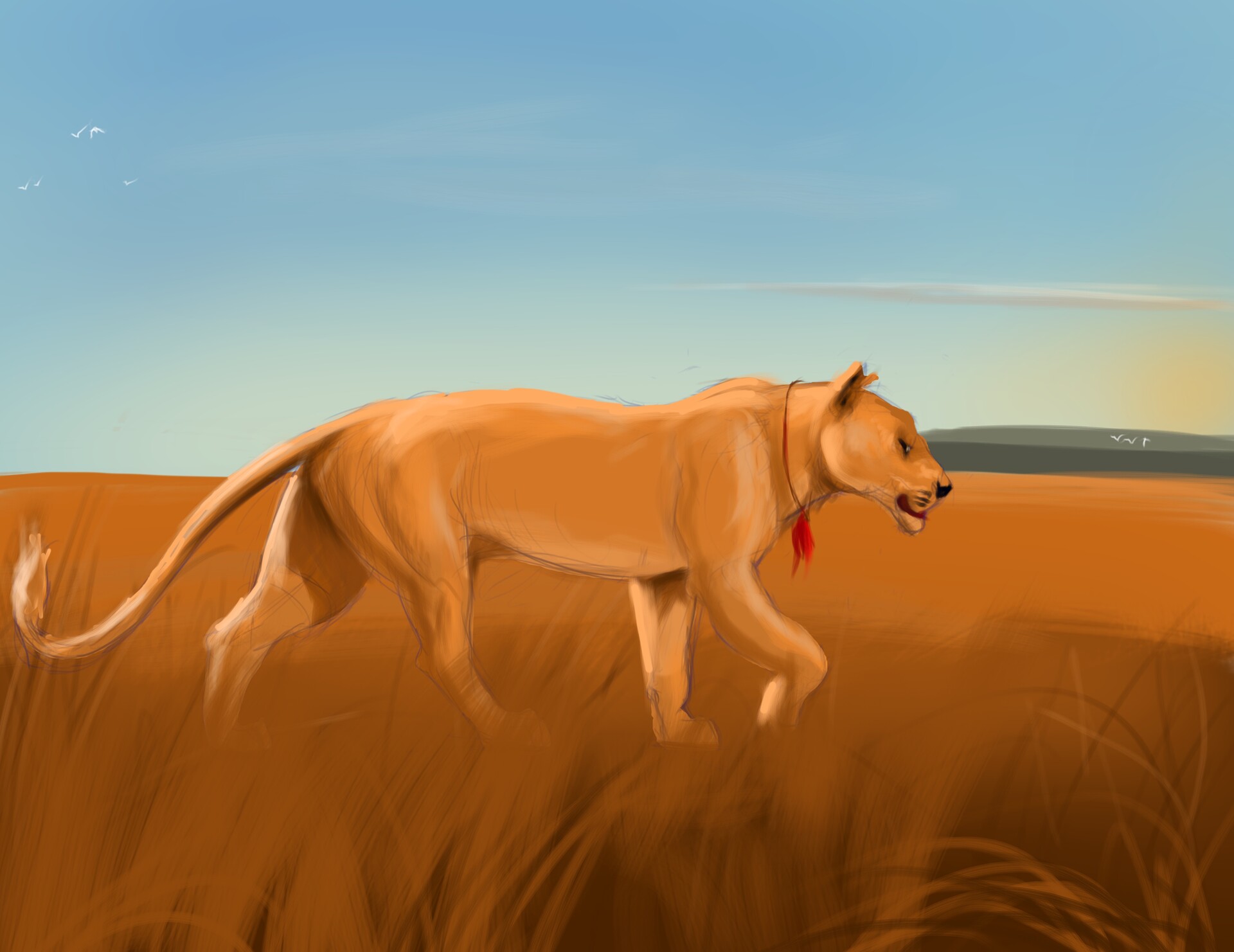 ArtStation - Lioness hunt