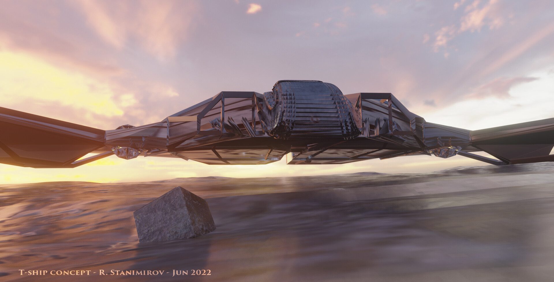 ArtStation - T-ship, a sci-fi space ship concept