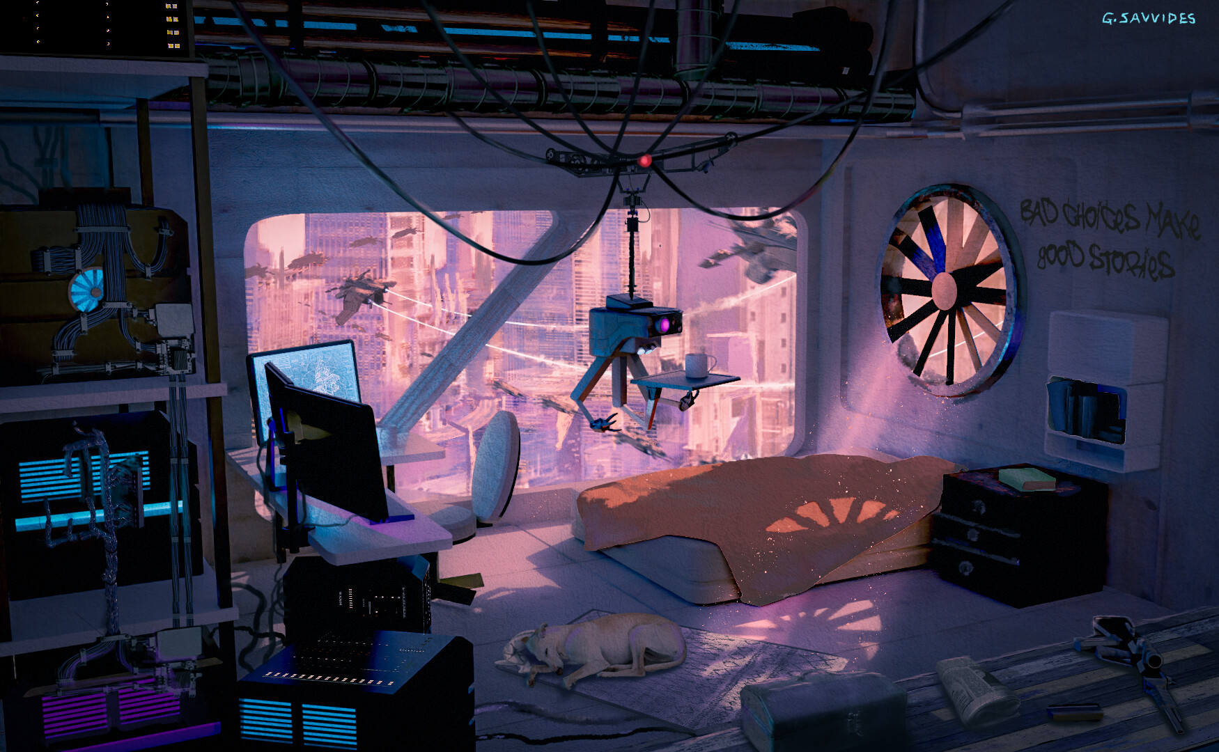 ArtStation - Cyberpunk bedroom