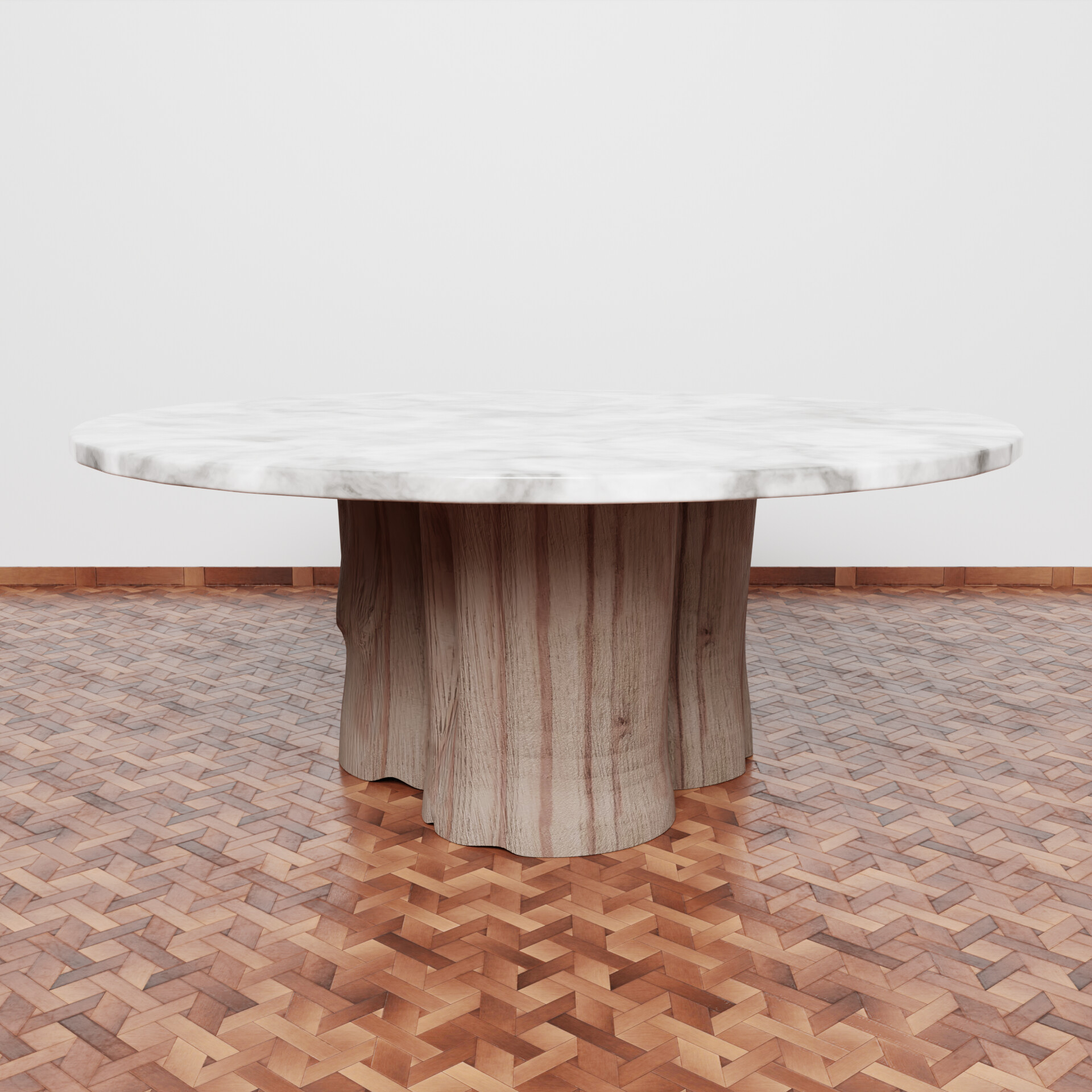 ArtStation - Table with marble top and wooden base - 3D Table