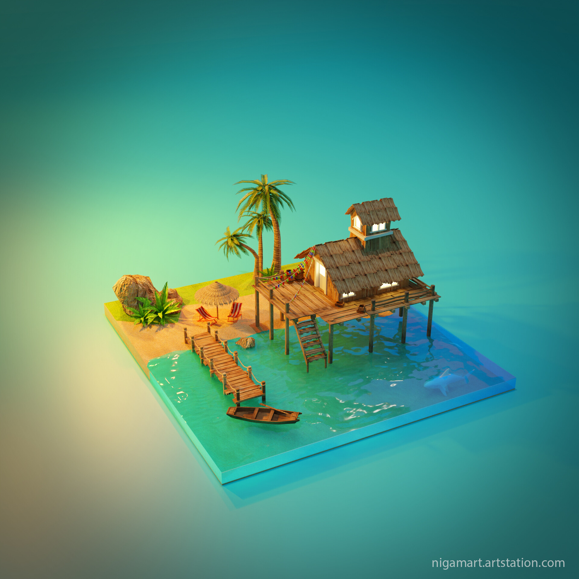 ArtStation - Beach 3D Illustration