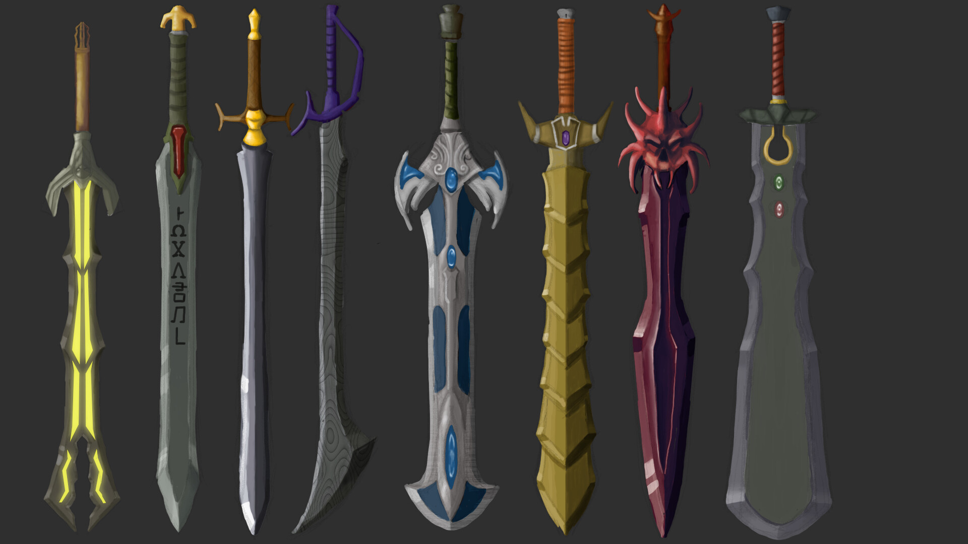 ArtStation - Weapon Designs Claymore, Spear and Axe