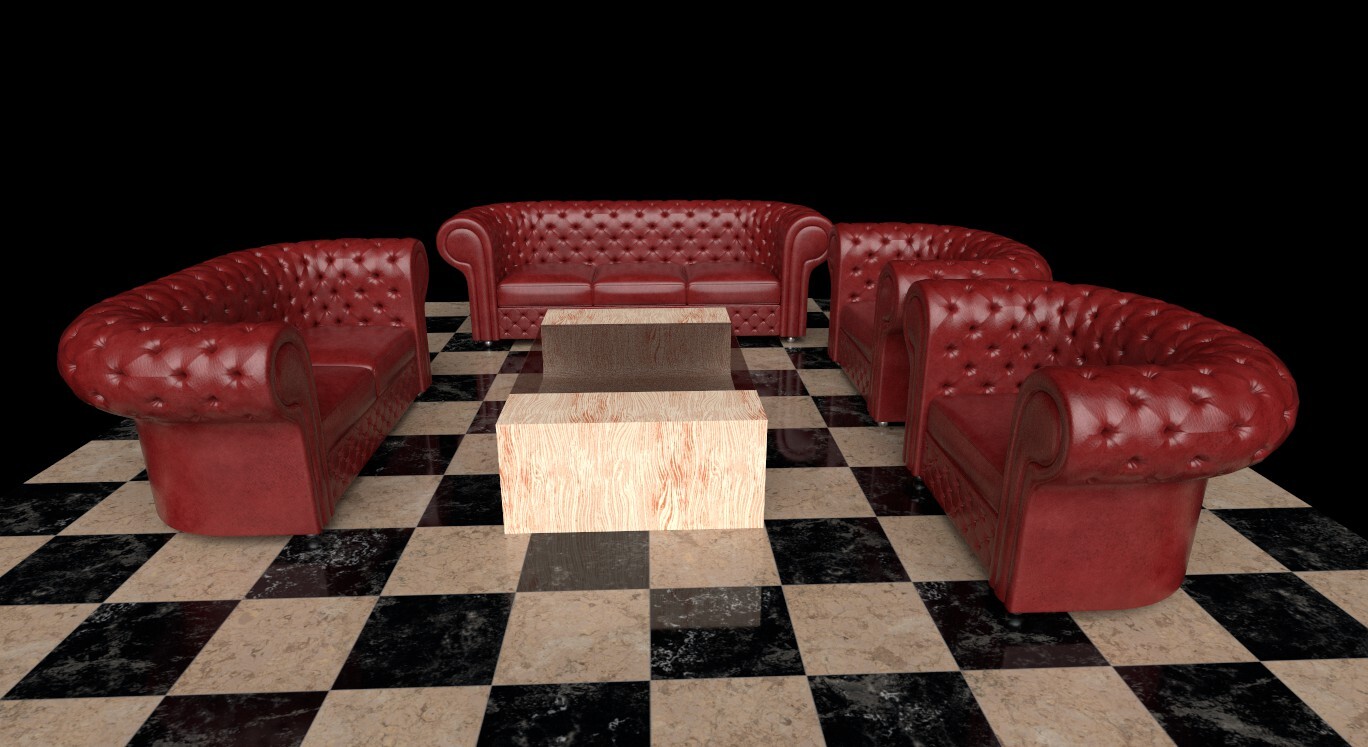 ArtStation - Chesterfield Sofa with Wooden table