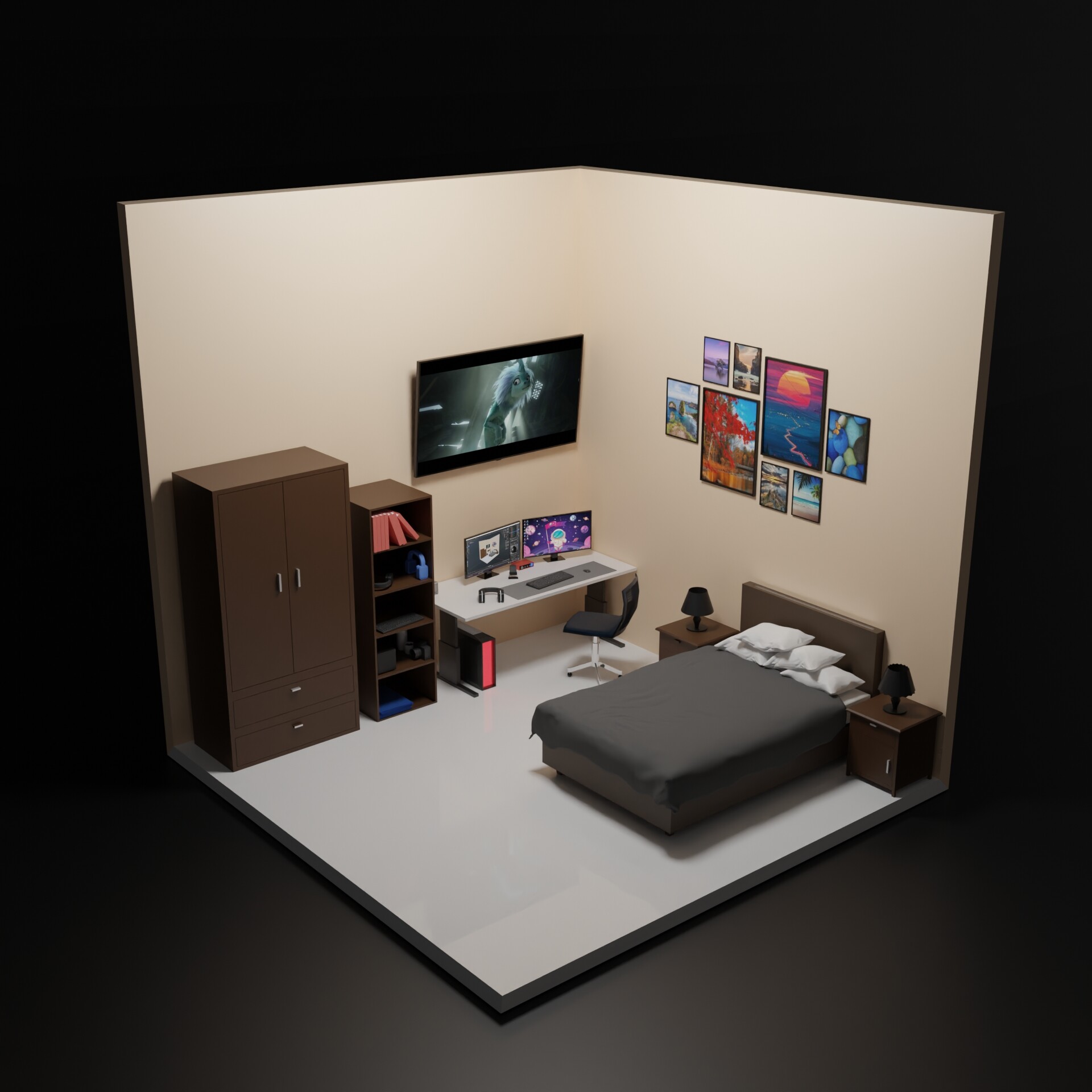 ArtStation - Minimalist Bedroom