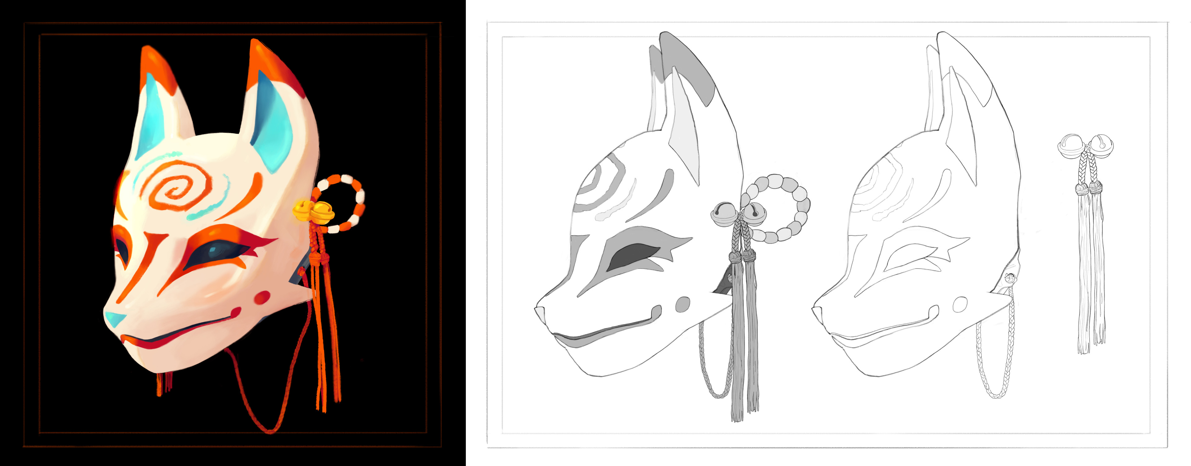 how to draw kitsune mask