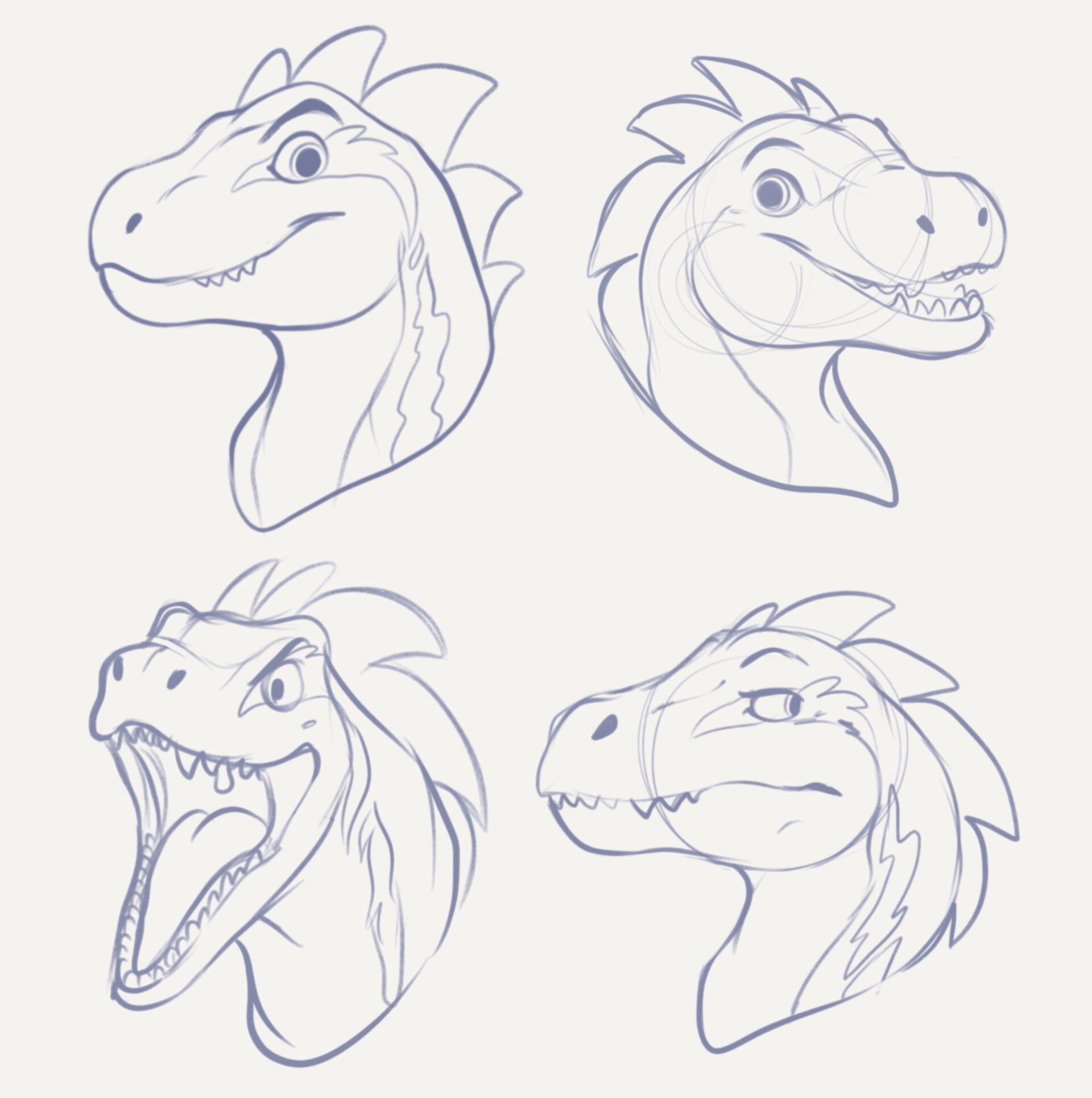 dinosaur head drawing reference