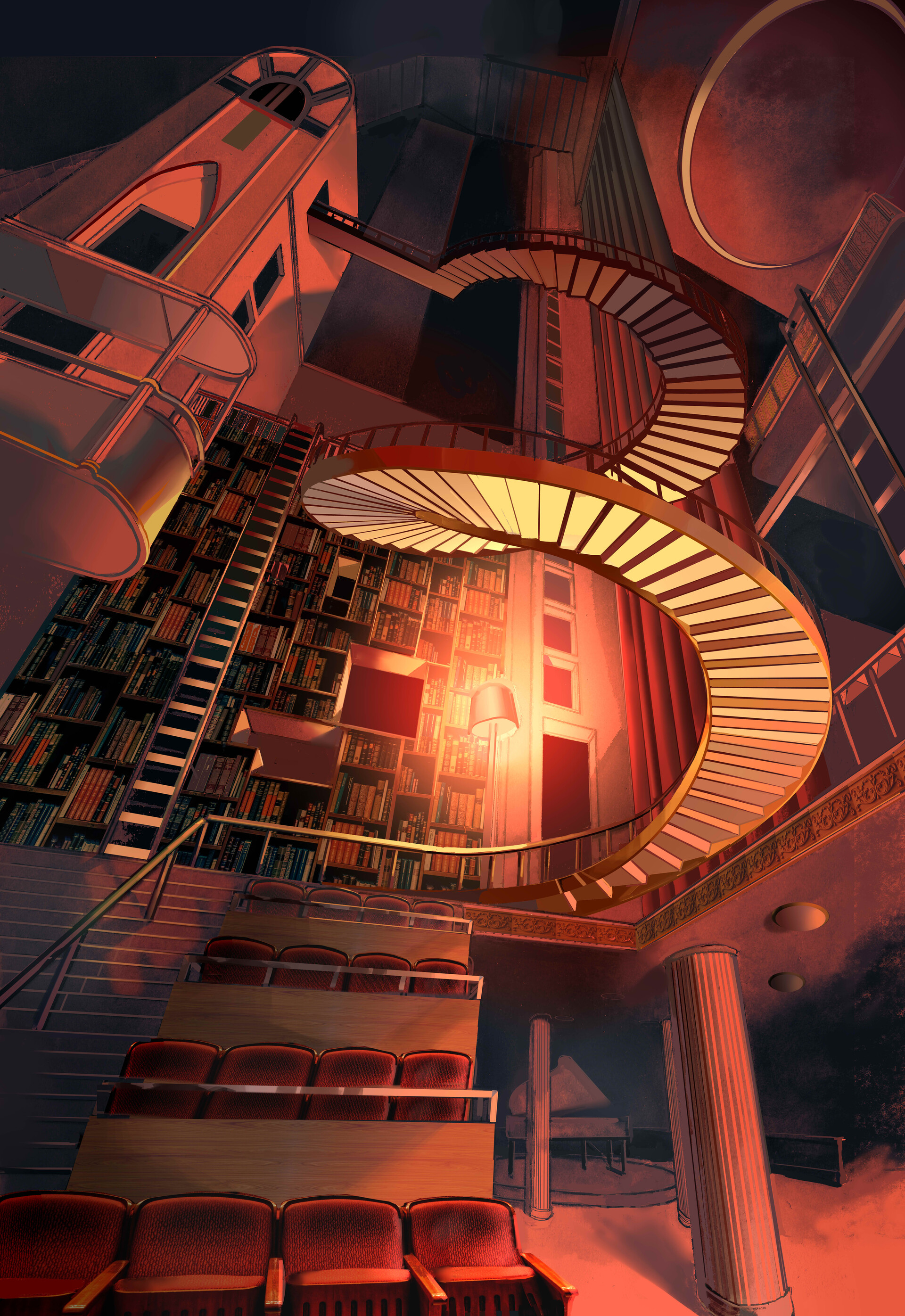 ArtStation - Library and Theatre