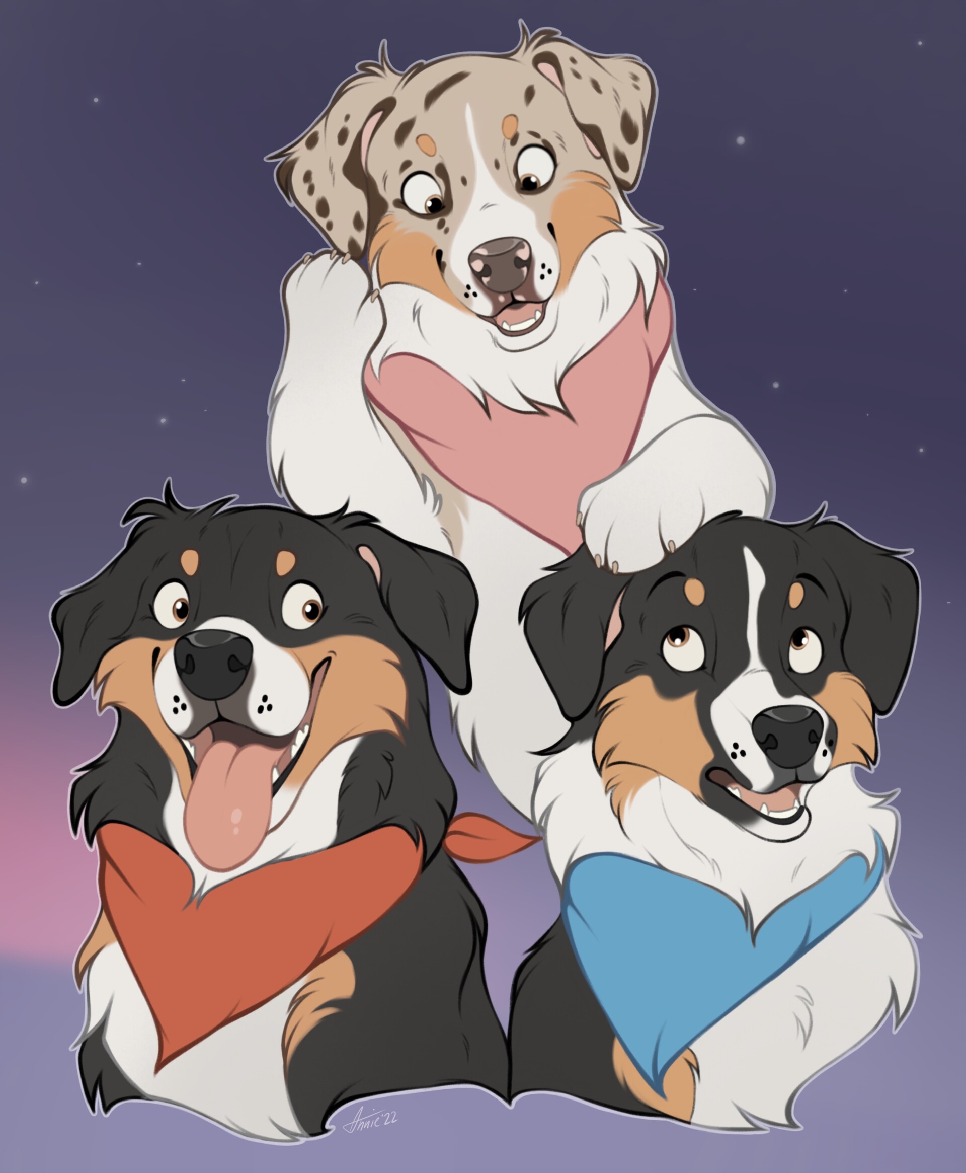 ArtStation - Australian Shepherds | Commission